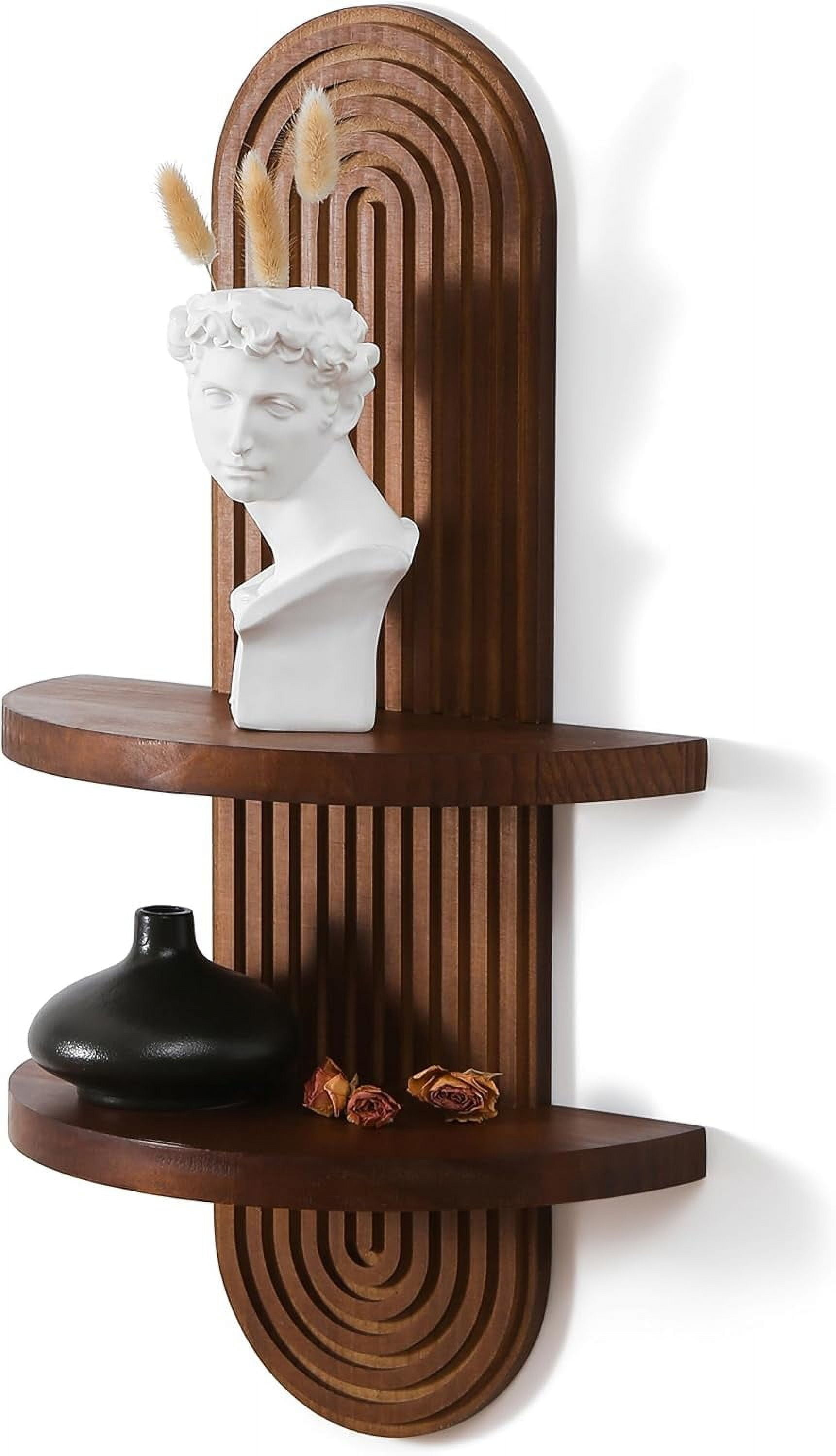 Modern Wall Shelf with Arched Wood Design Mid-Century Double Floating ...