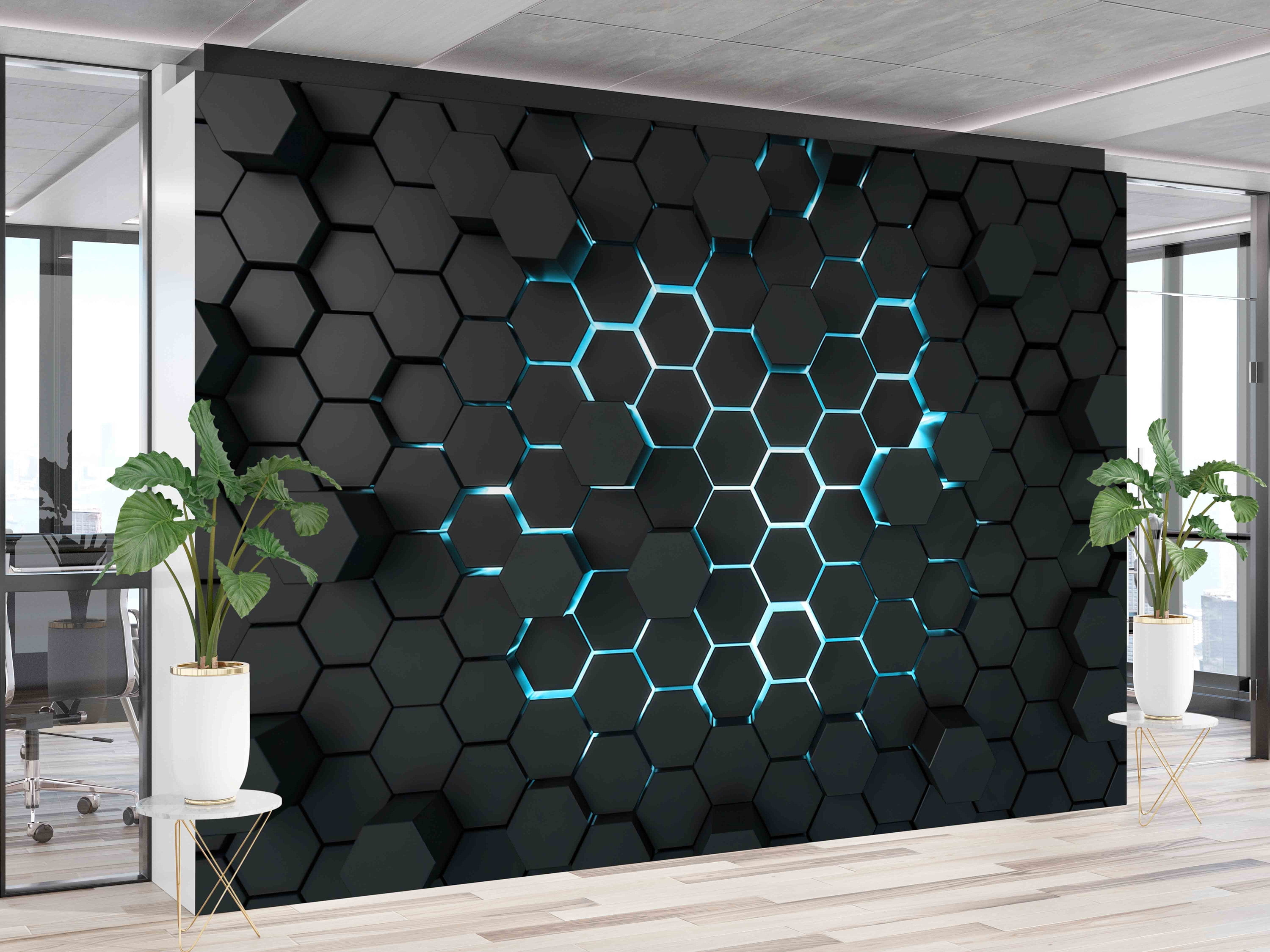 Modern Wallpaper, 3d Effect Black Geometric Shapes Wal Art, Paper Wall ...