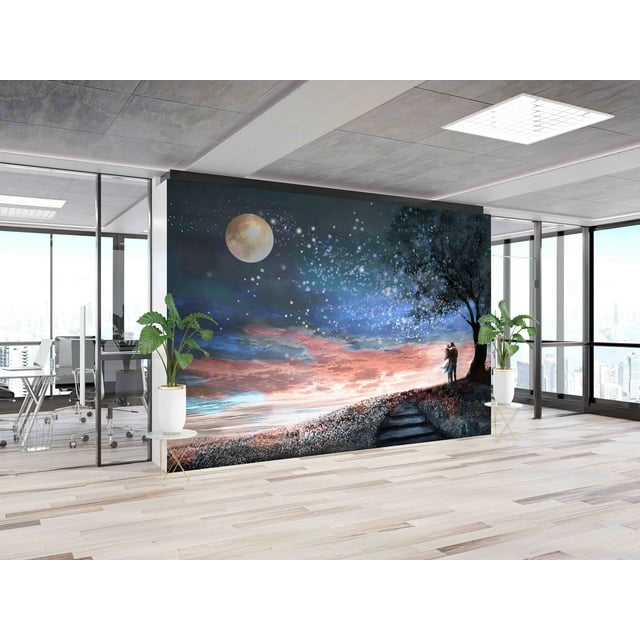 Modern Wallpaper, Bright Wallpaper, Moon Wall Decor, Lover Gift Wall ...