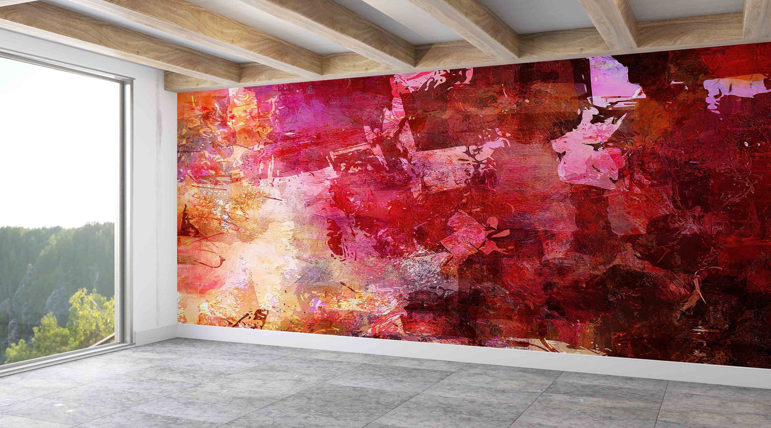 Modern Wallpaper, Colorful Abstract Wall Print, Custom Wallpaper ...