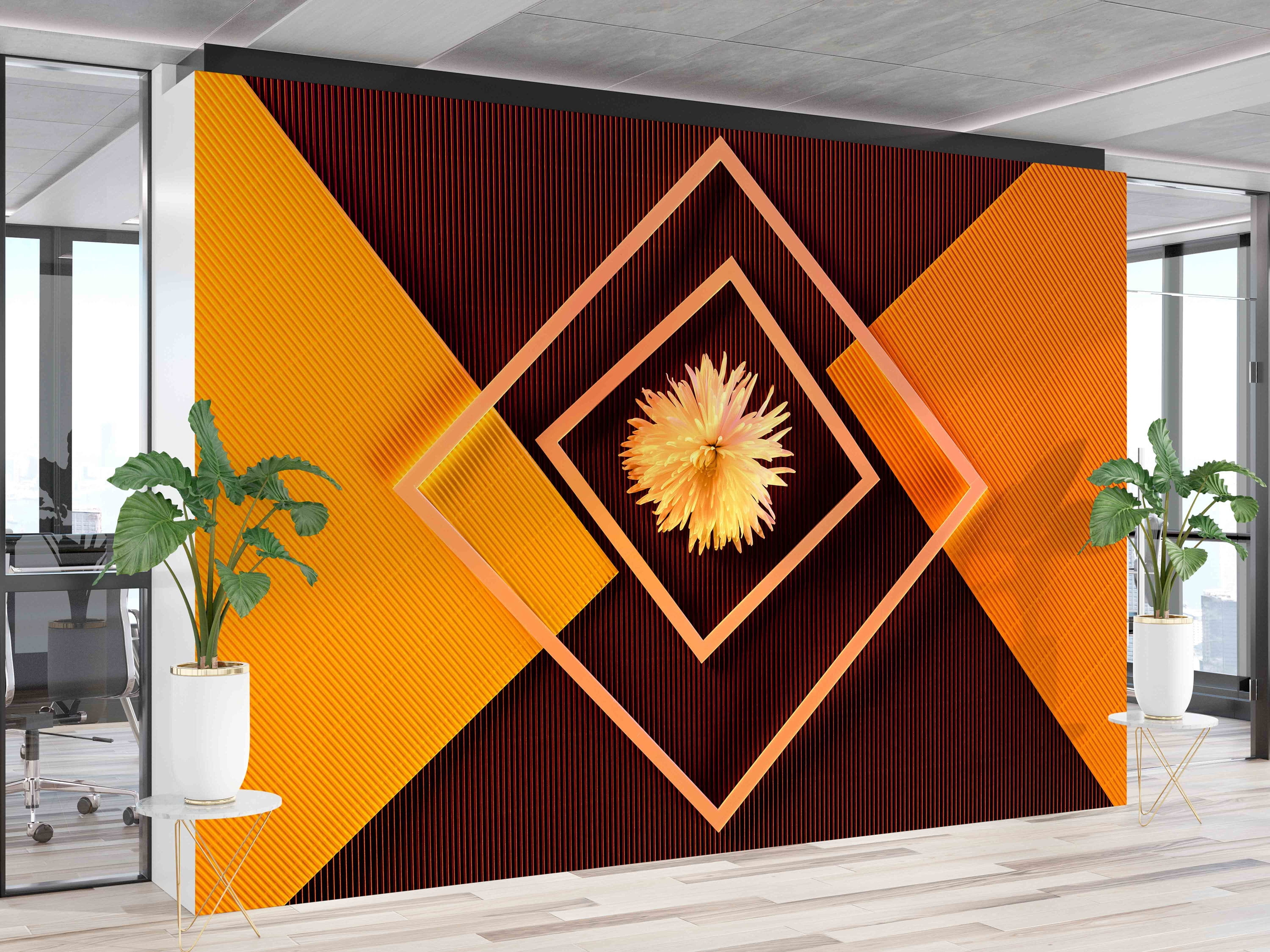 Modern Wallpaper, Custom Wallpaper, Abstract Flower Wall Decor, Paper ...