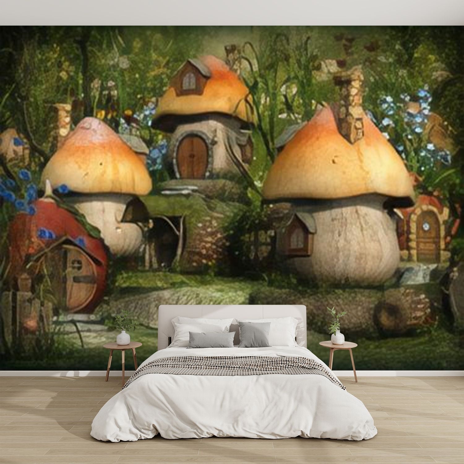 Modern Wallpaper Murals 3D 3d computer village cottages Peel and Stick ...