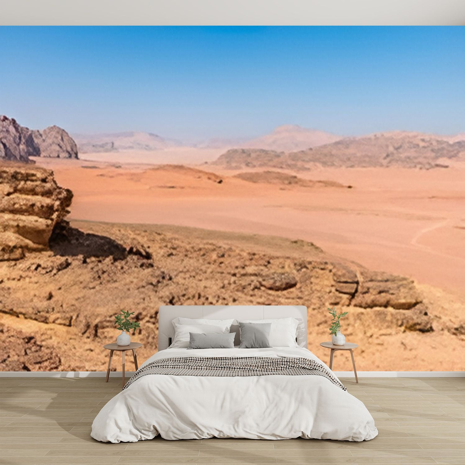 Modern Wallpaper Murals 3D A view past rocky outcrops vast desert ...