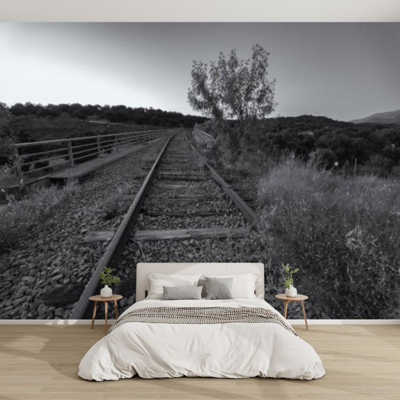 Modern Wallpaper Murals 3D Abandoned railway Peel and Stick Removable ...
