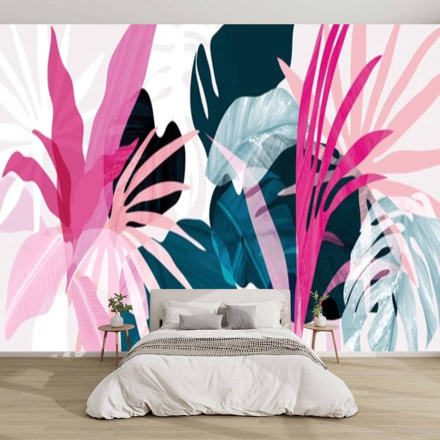 Modern Wallpaper Murals 3D Abstract art tropical leaves watercolor art ...