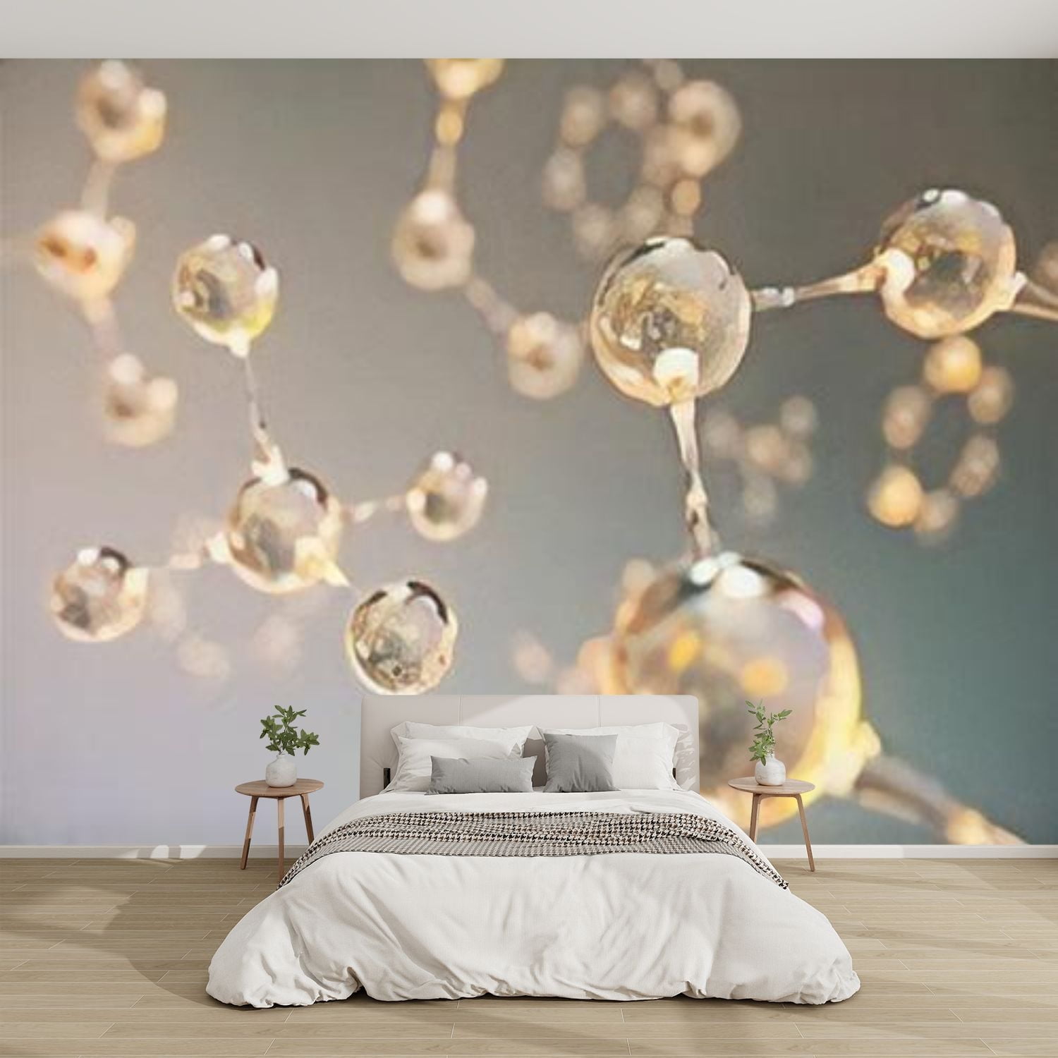 Modern Wallpaper Murals 3D Abstract molecule rendering Peel and Stick ...