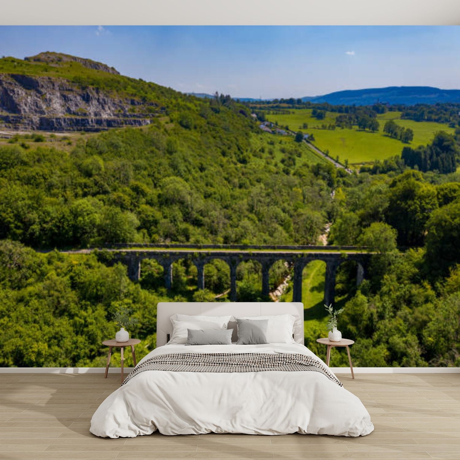 Modern Wallpaper Murals 3D Aerial drone view Victorian viaduct ...