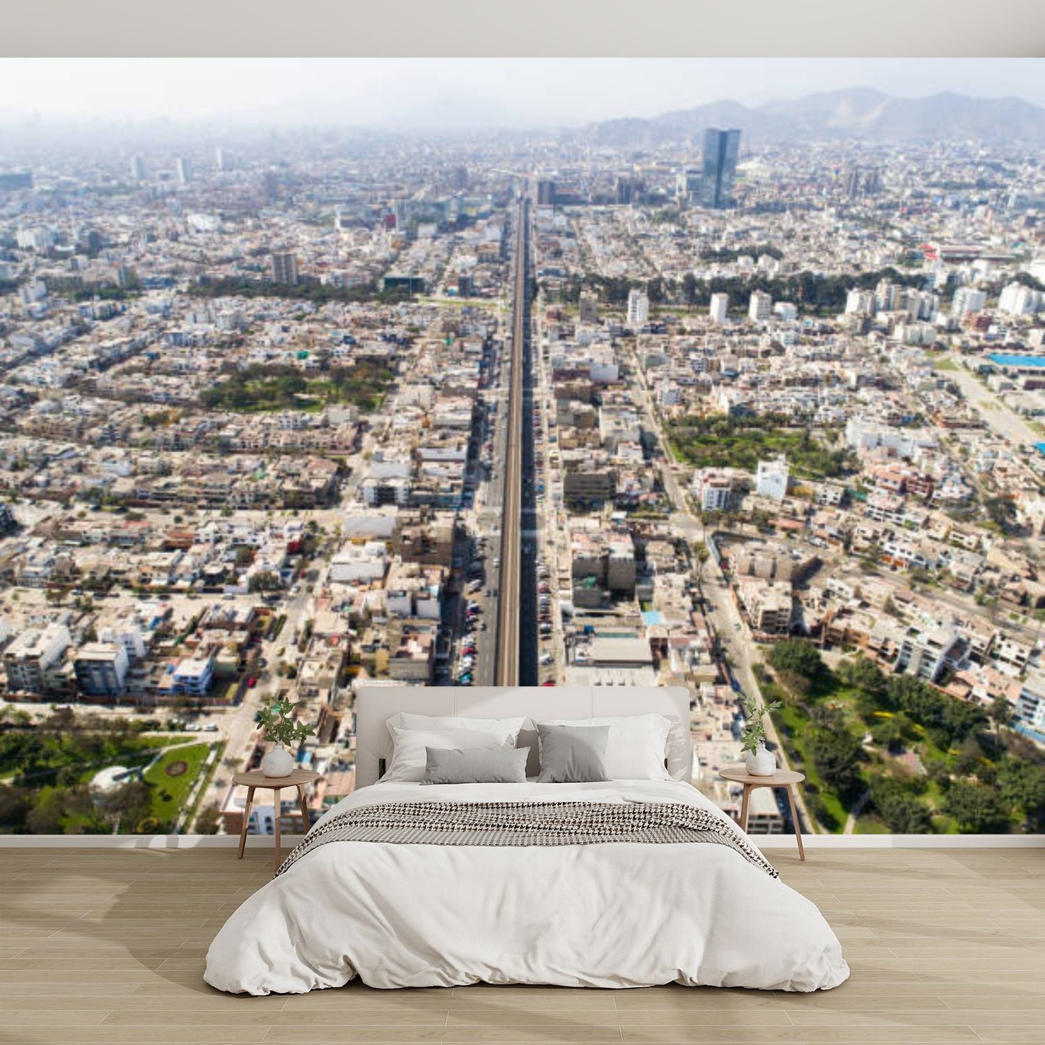 Modern Wallpaper Murals 3D Aerial electric train Lima Peru Peel and ...