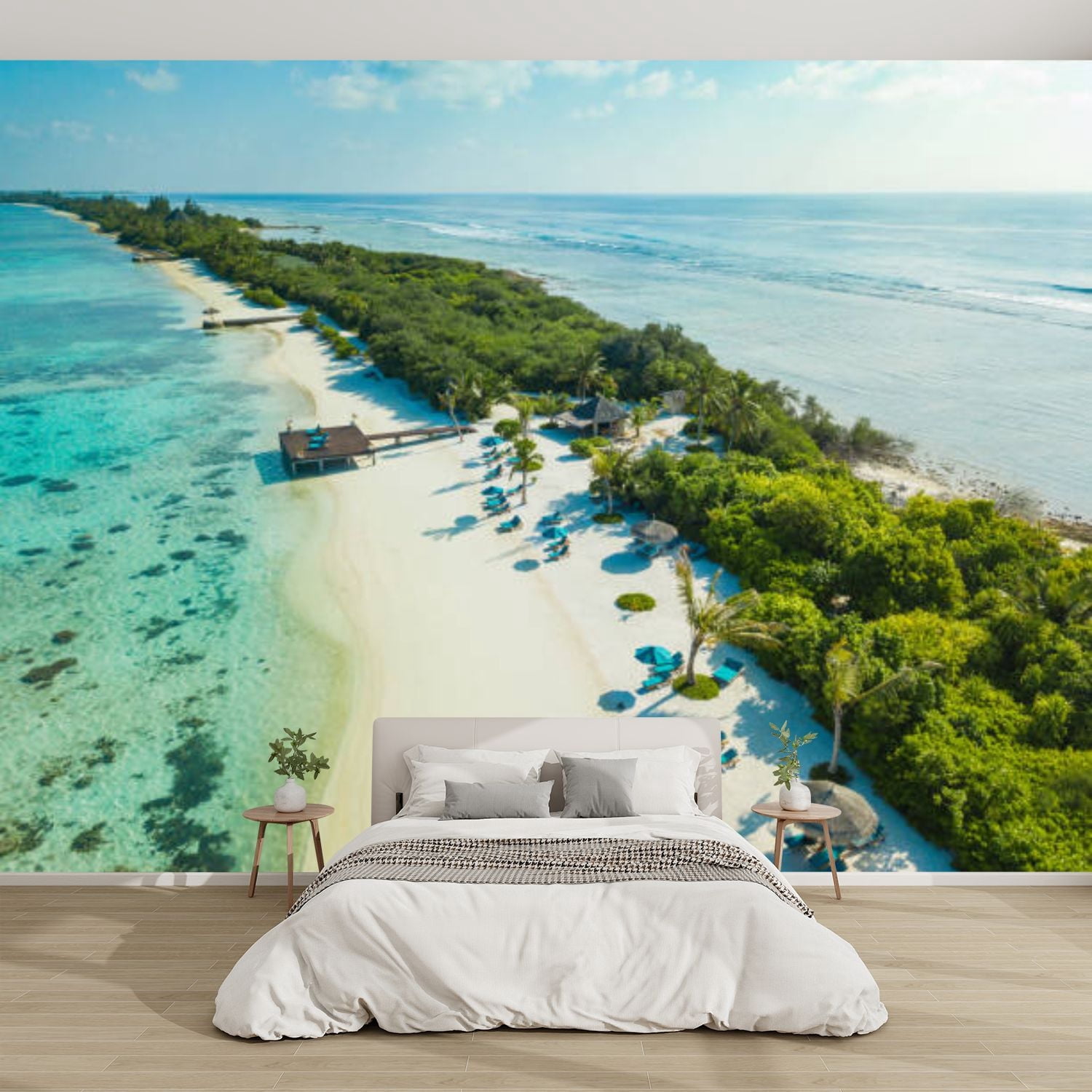 Modern Wallpaper Murals 3D Aerial view Canareef Resort Maldives ...