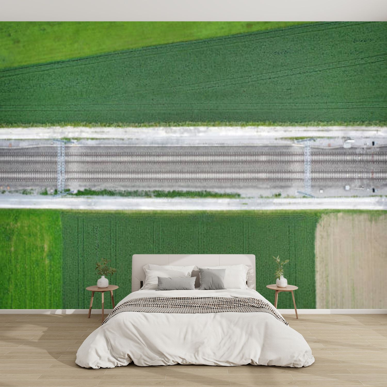 Modern Wallpaper Murals 3D Aerial view railroad tracks Switzerland Peel ...