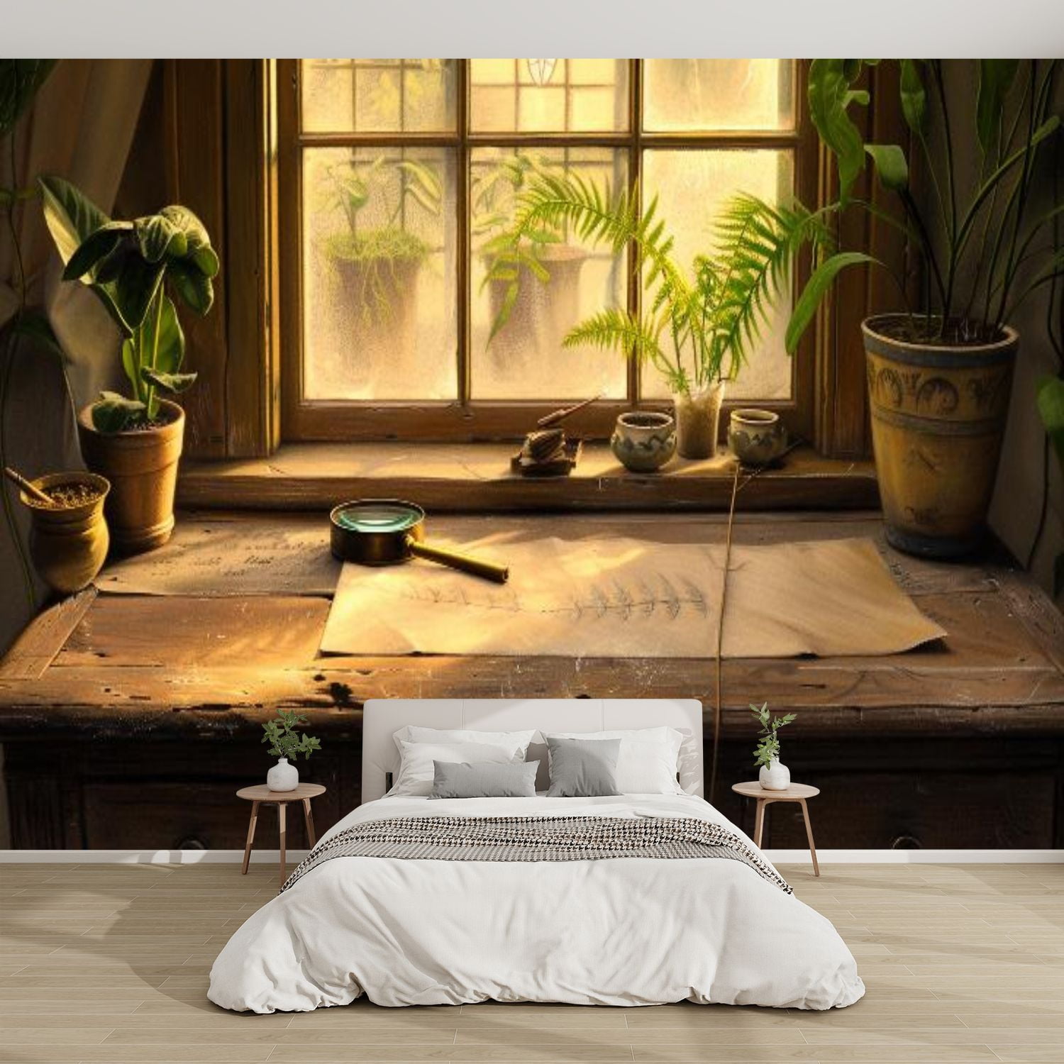Modern Wallpaper Murals 3D Antique Botanical Desk Scene Illustration ...