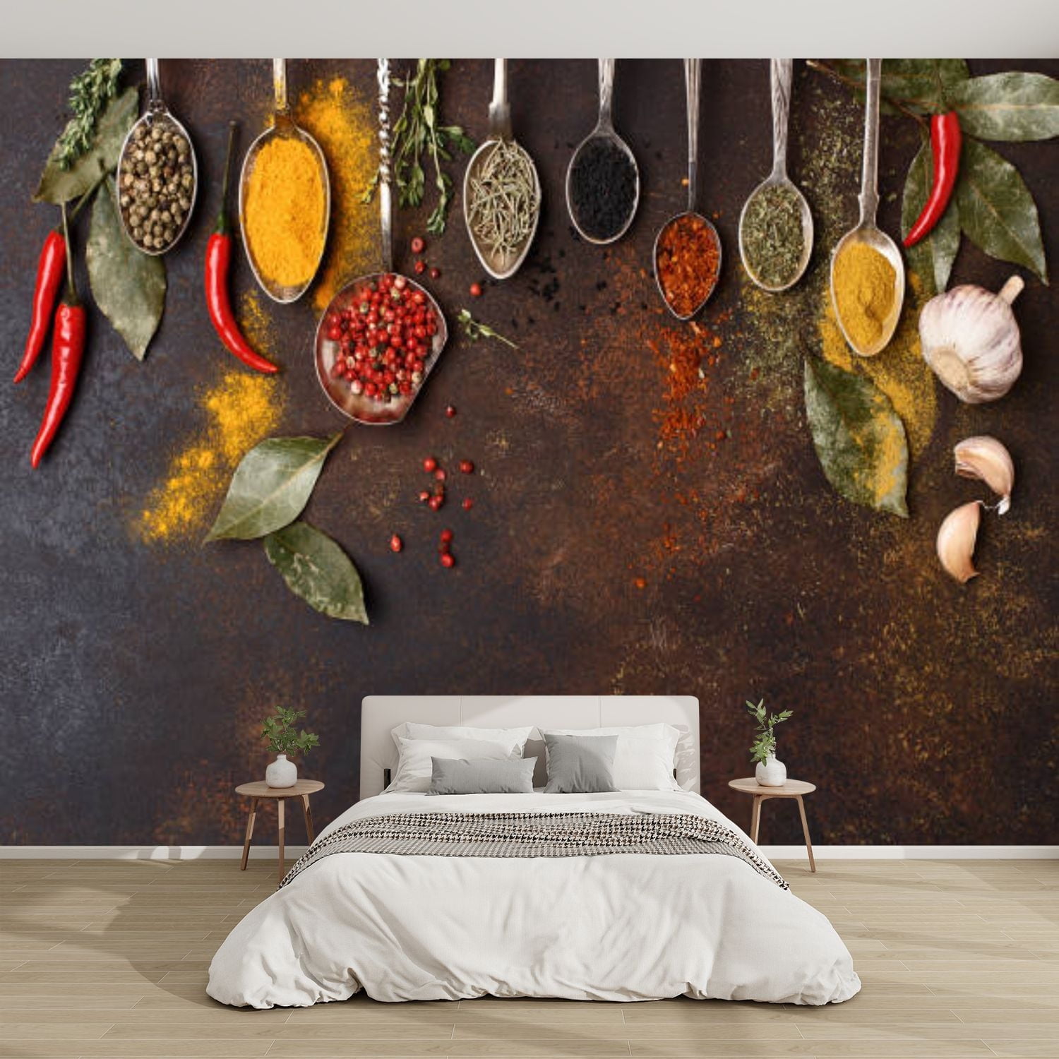 Modern Wallpaper Murals 3D Assorted multicolored condiment silver ...