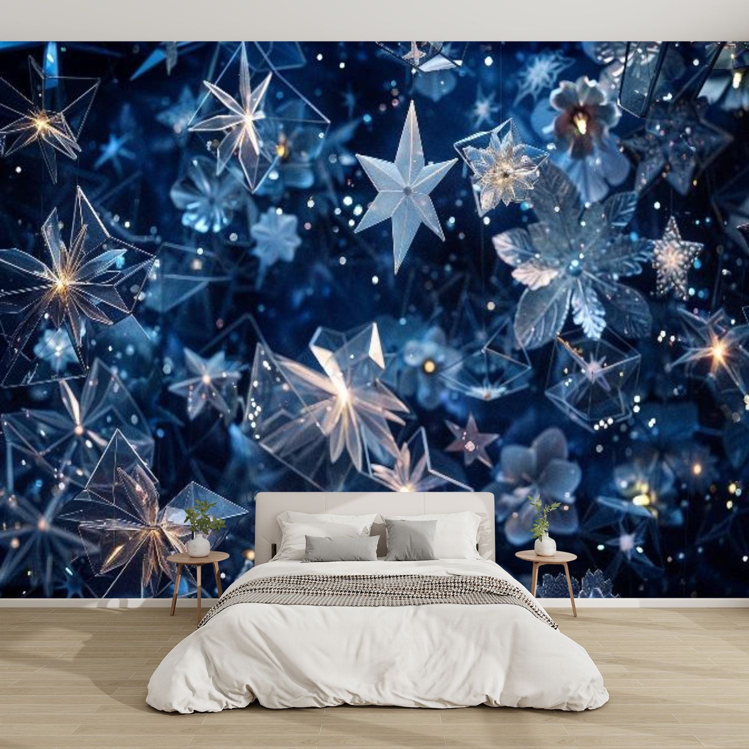Modern Wallpaper Murals 3D Astronomic Bloom Wall Decor Geometric Stars ...