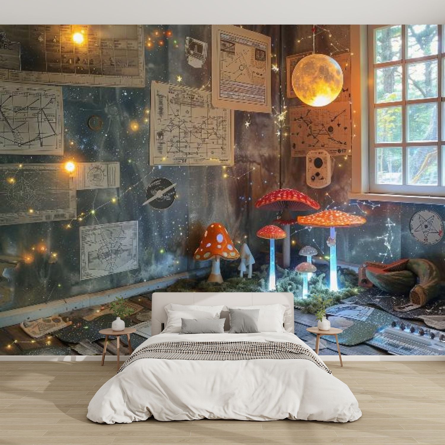 Modern Wallpaper Murals 3D Astronomical Boy s Bedroom Collage Lamp ...