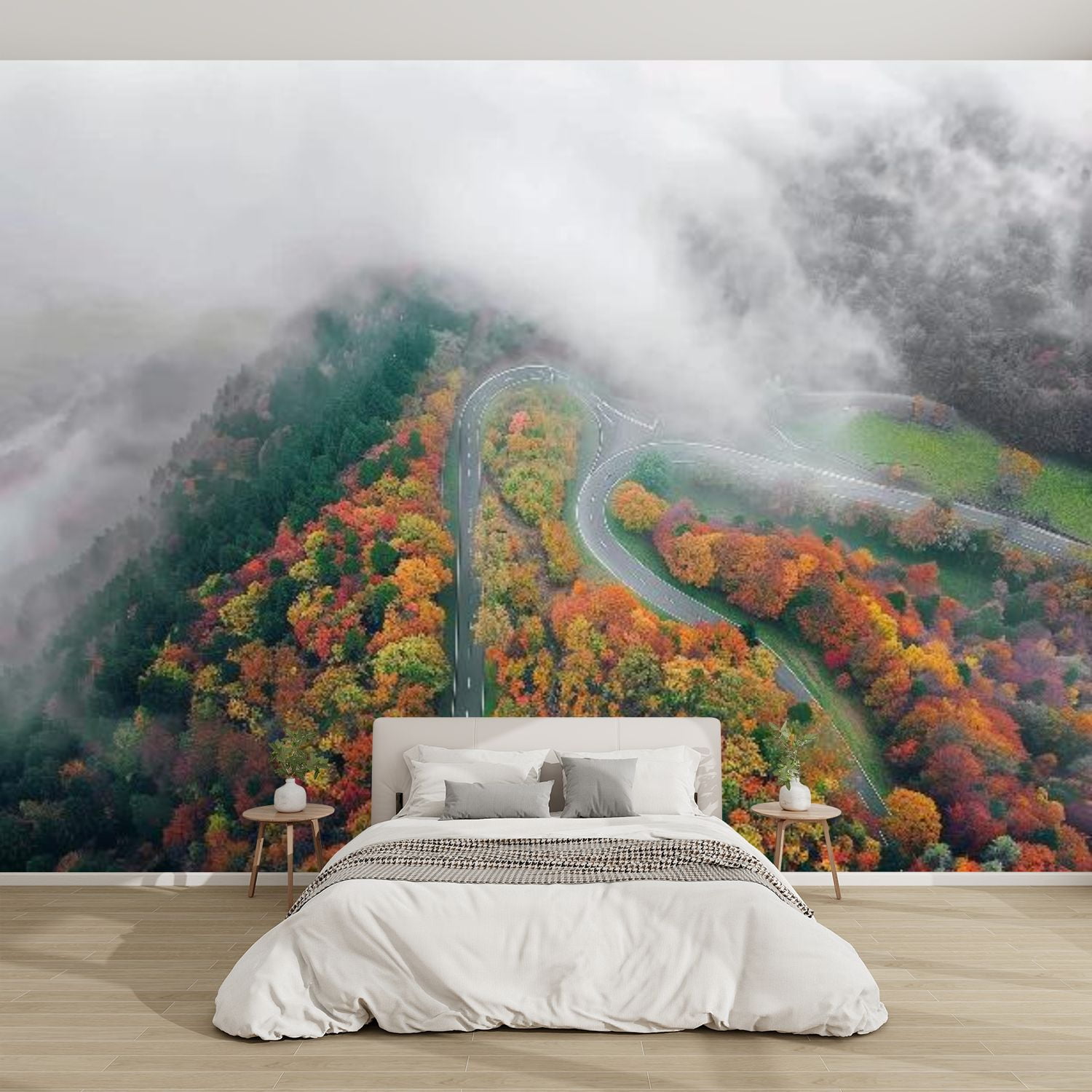 Modern Wallpaper Murals 3D Autumn road go down Mosele Valley Peel and ...
