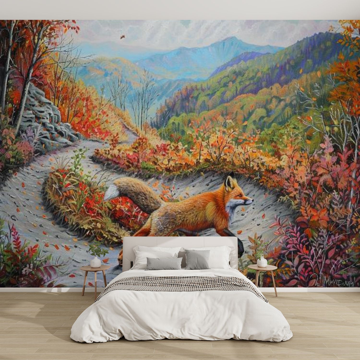 Modern Wallpaper Murals 3D Autumnal Smokies Red Realistic Acrylic ...