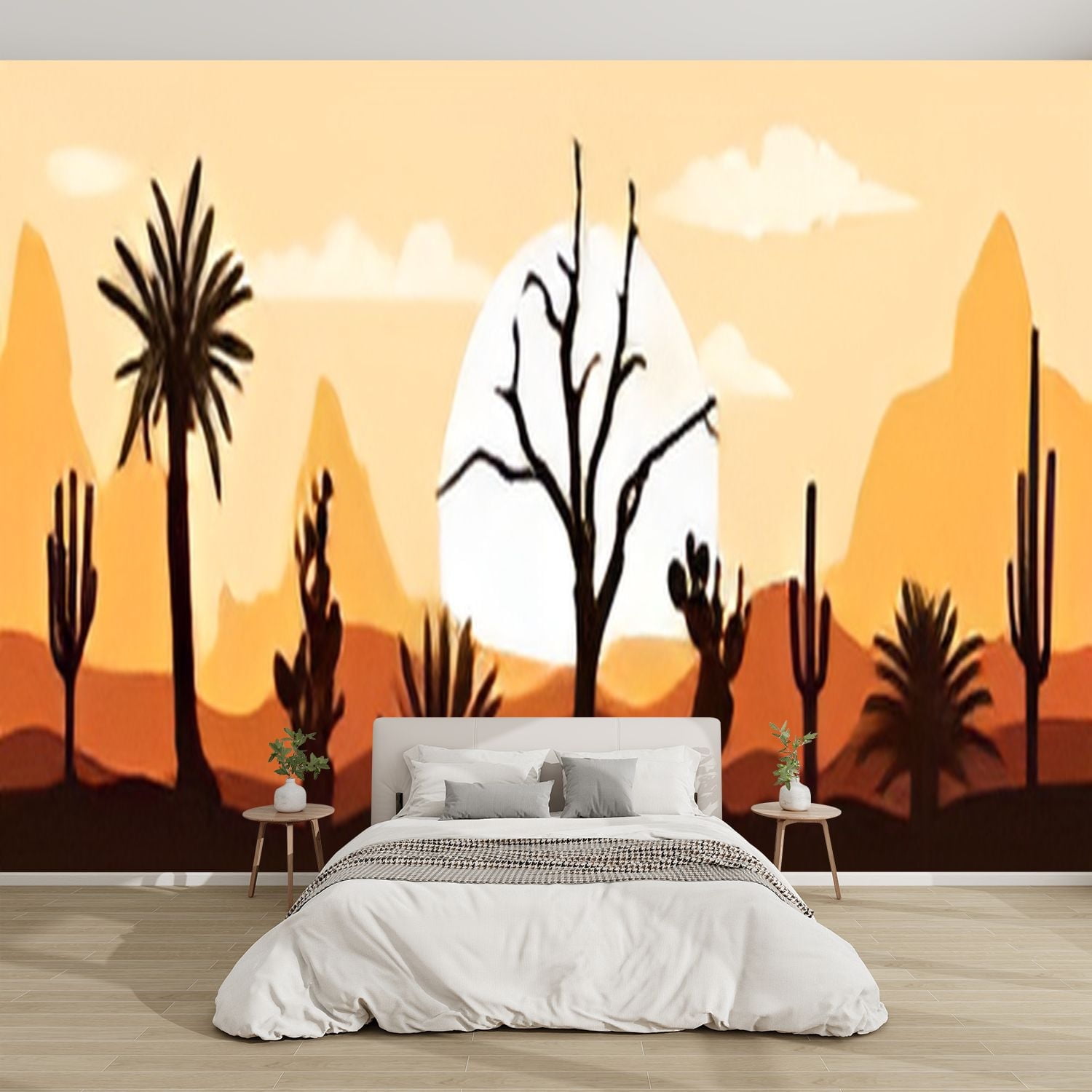 Modern Wallpaper Murals 3D Background Landscape Desert Desert plants ...