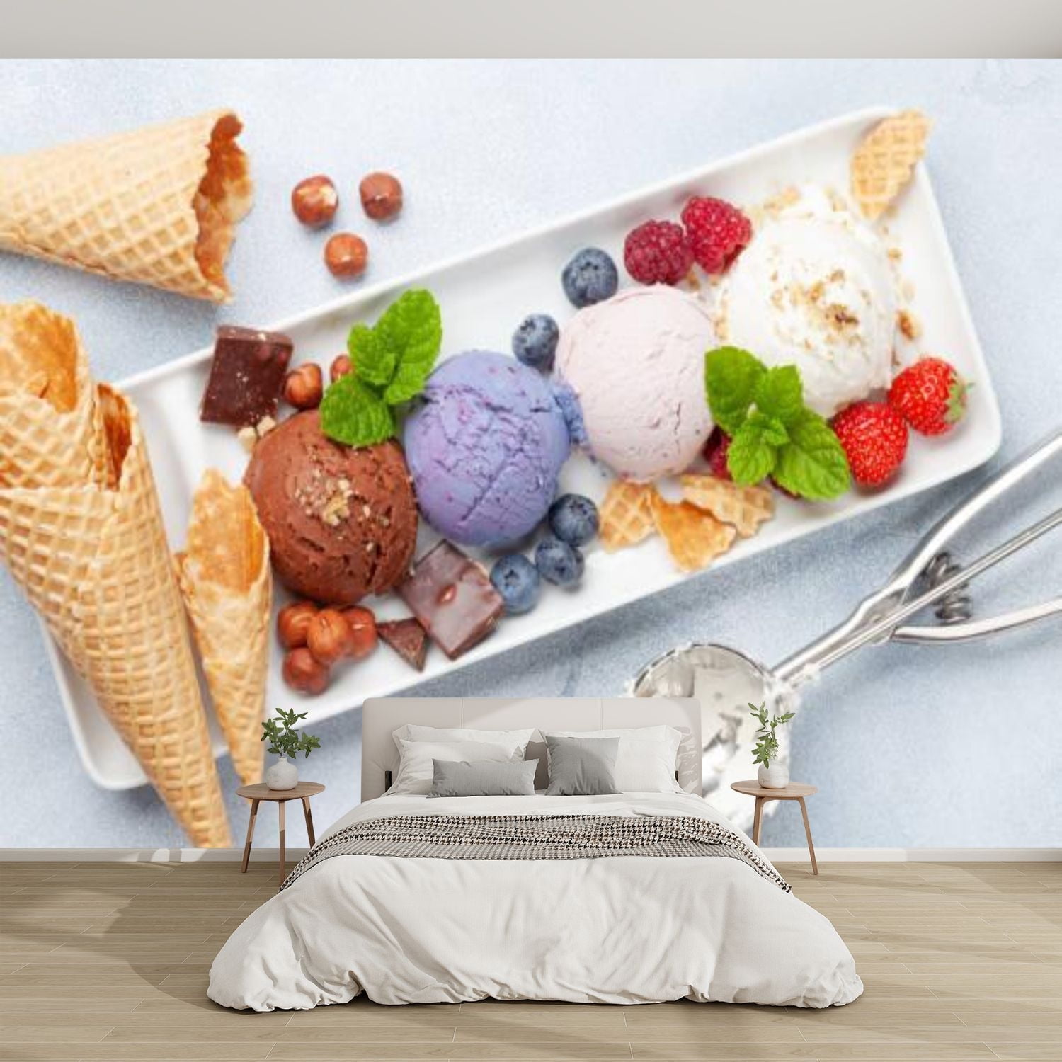 Modern Wallpaper Murals 3D Berry chocolate ice cream sundae Peel and ...
