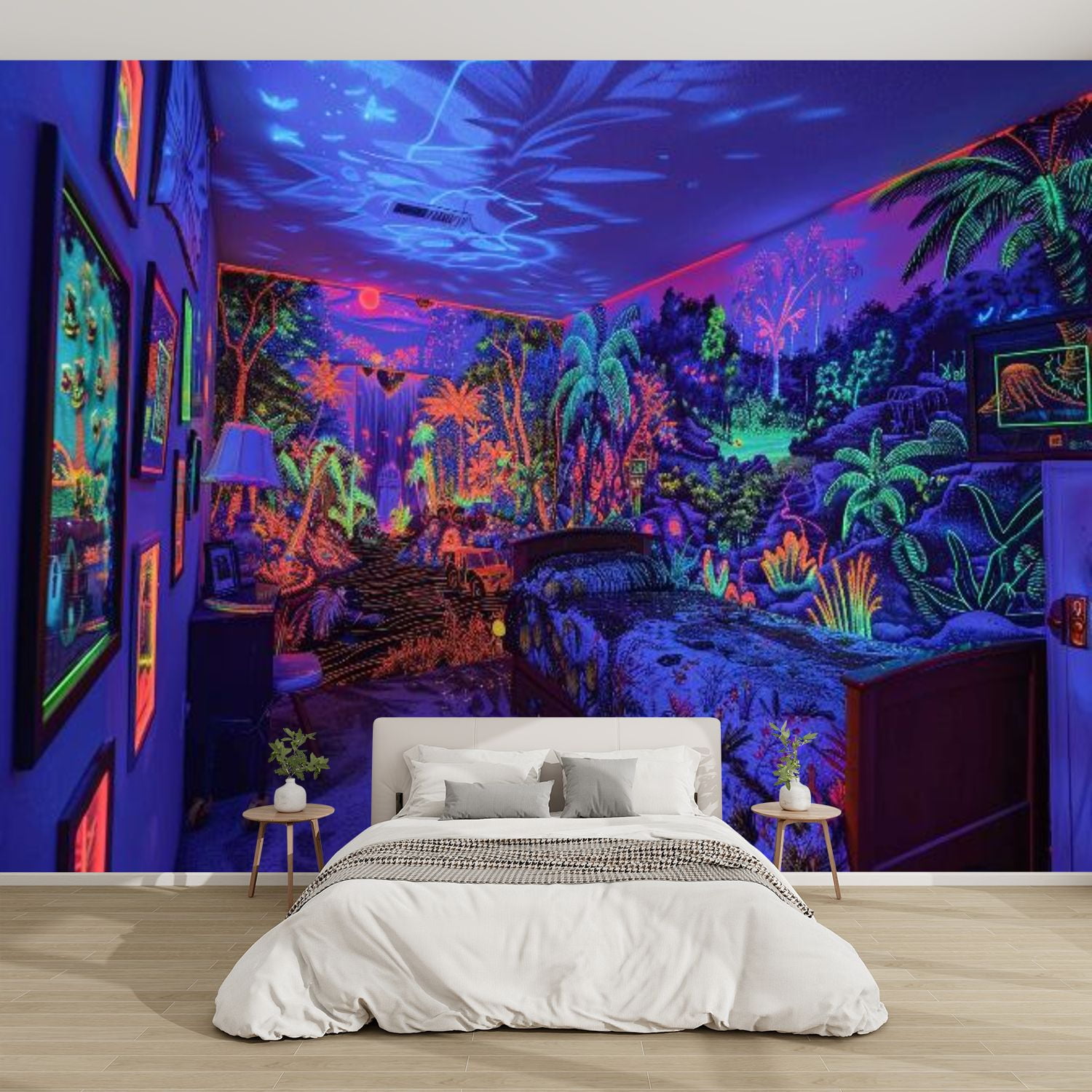 Modern Wallpaper Murals 3D Blacklight Enhanced Neon Hunt Mural for Boys ...