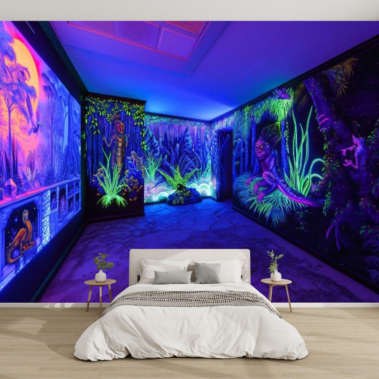 Modern Wallpaper Murals 3D Blacklight Hidden Surprises Peel and Stick ...