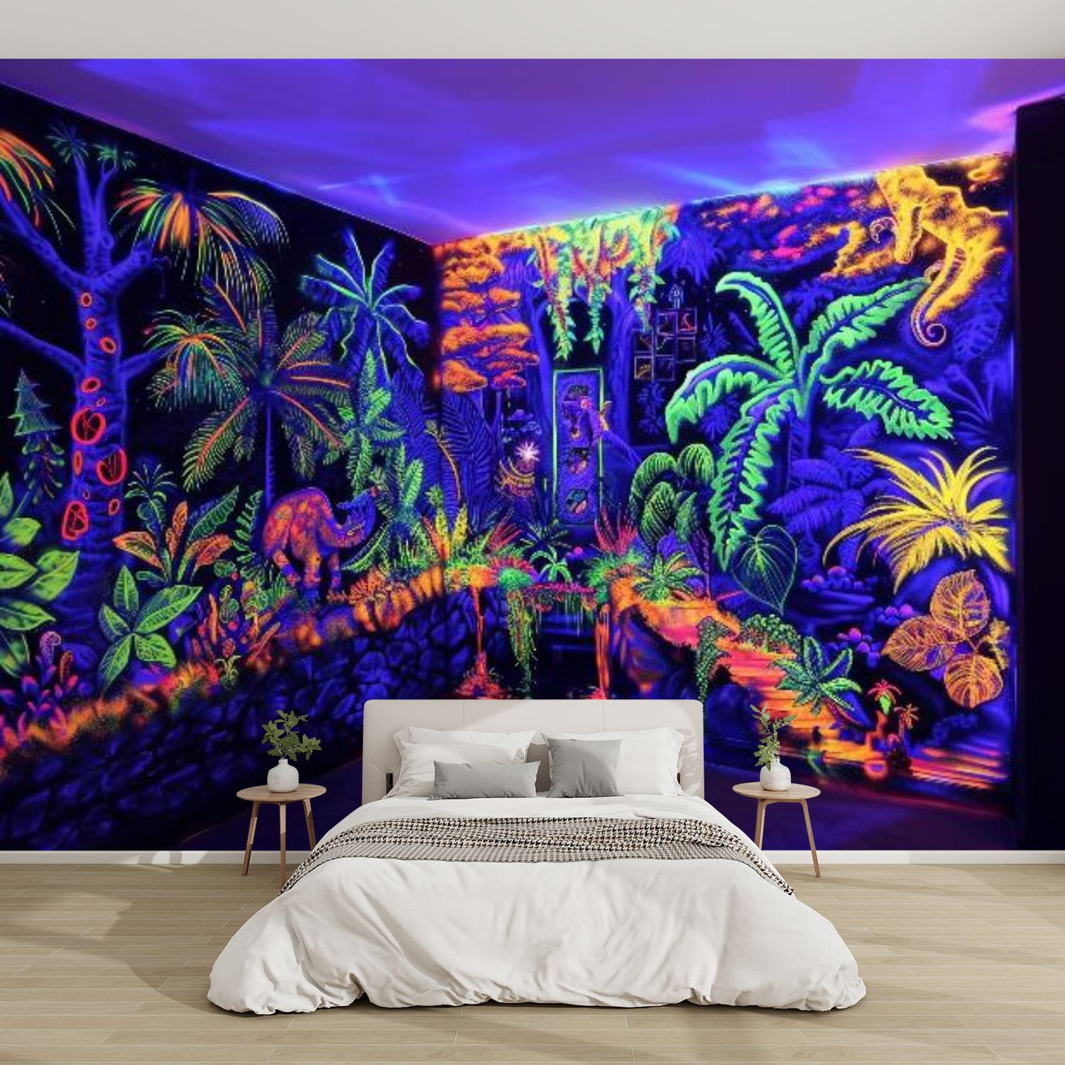 Modern Wallpaper Murals 3D Blacklight Neon Mural Secret Adventure Map ...