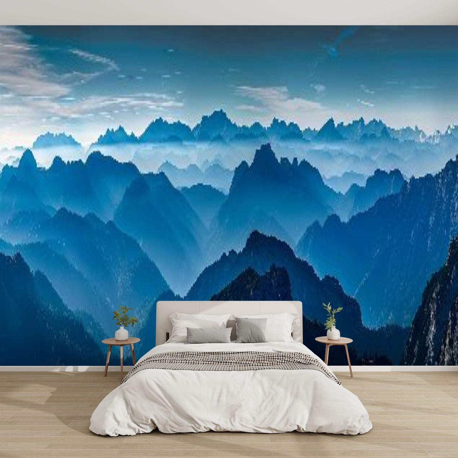 Modern Wallpaper Murals 3D Blue Ridge Mountain Peel and Stick Removable Self-Adhesive PVC Wall ...