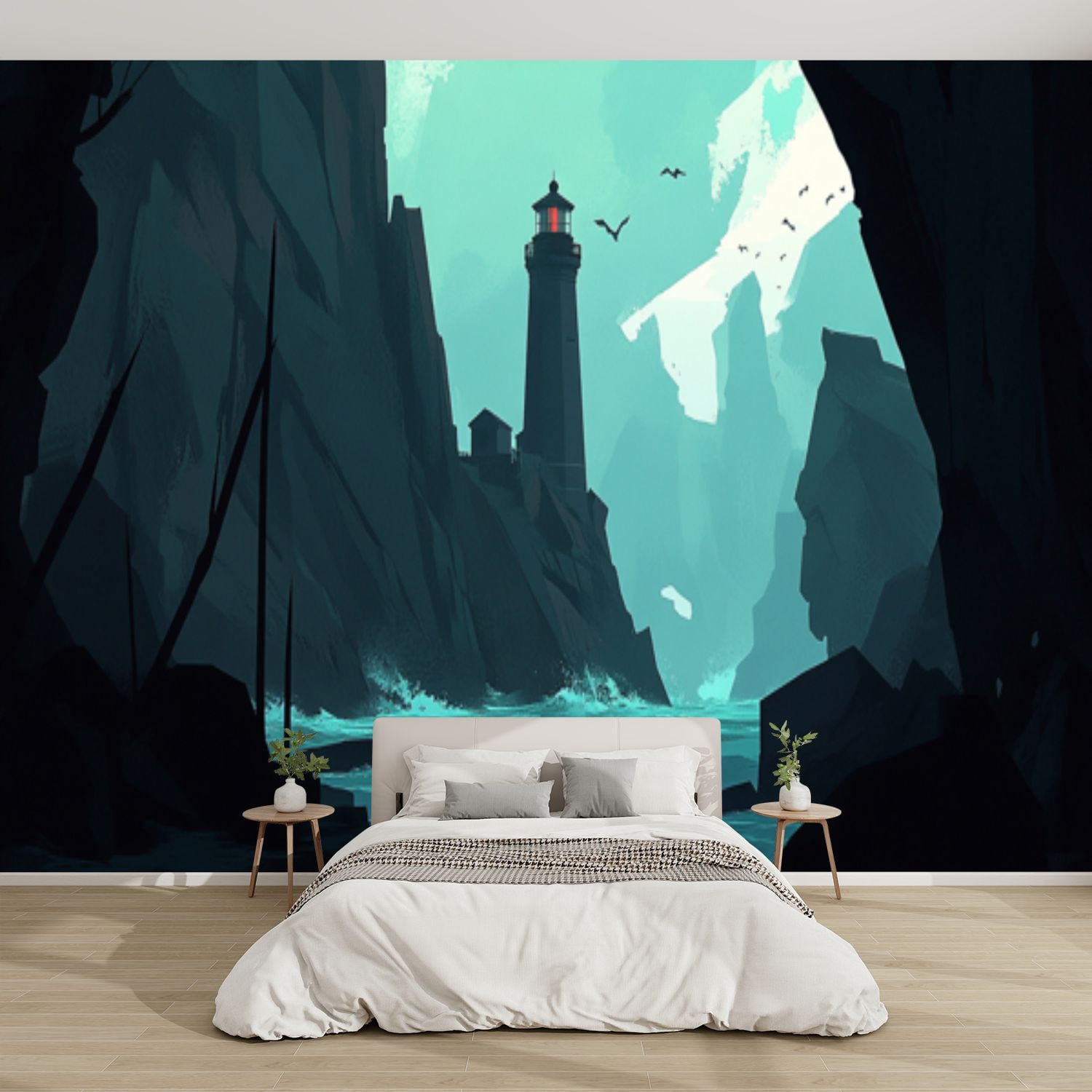 Modern Wallpaper Murals 3D Brooding Colors Scenic Lighthouse Peel and ...