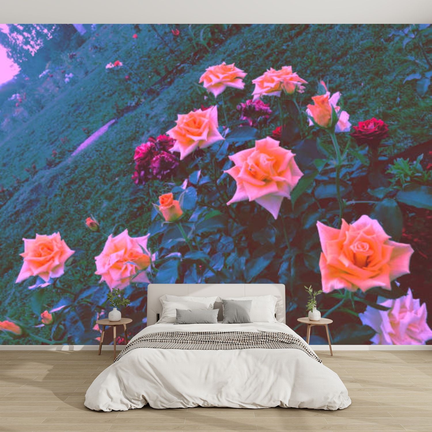 Modern Wallpaper Murals 3D Bush roses Peel and Stick Removable Self ...