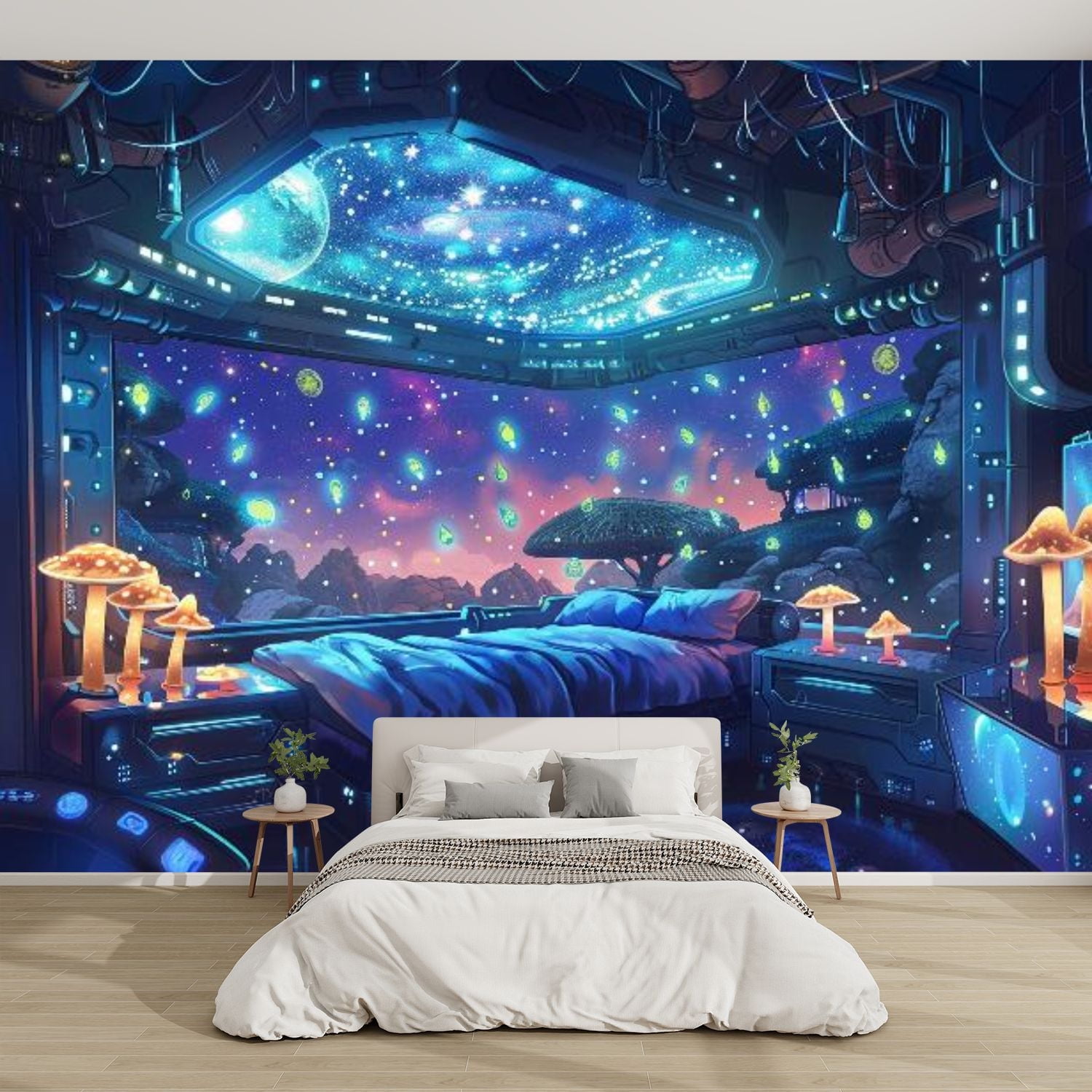 Modern Wallpaper Murals 3D Canopy Bed Sky View Bedroom Decor Peel and ...