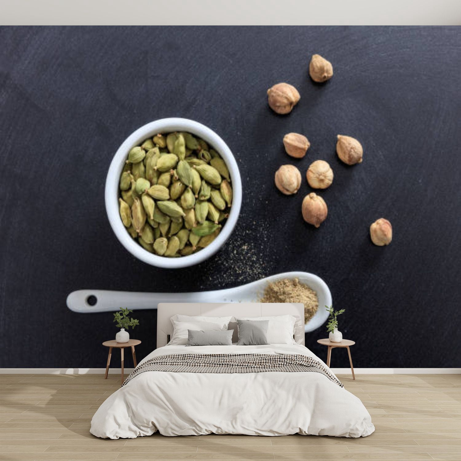 Modern Wallpaper Murals 3D Cardamom porcelain spoon Peel and Stick ...