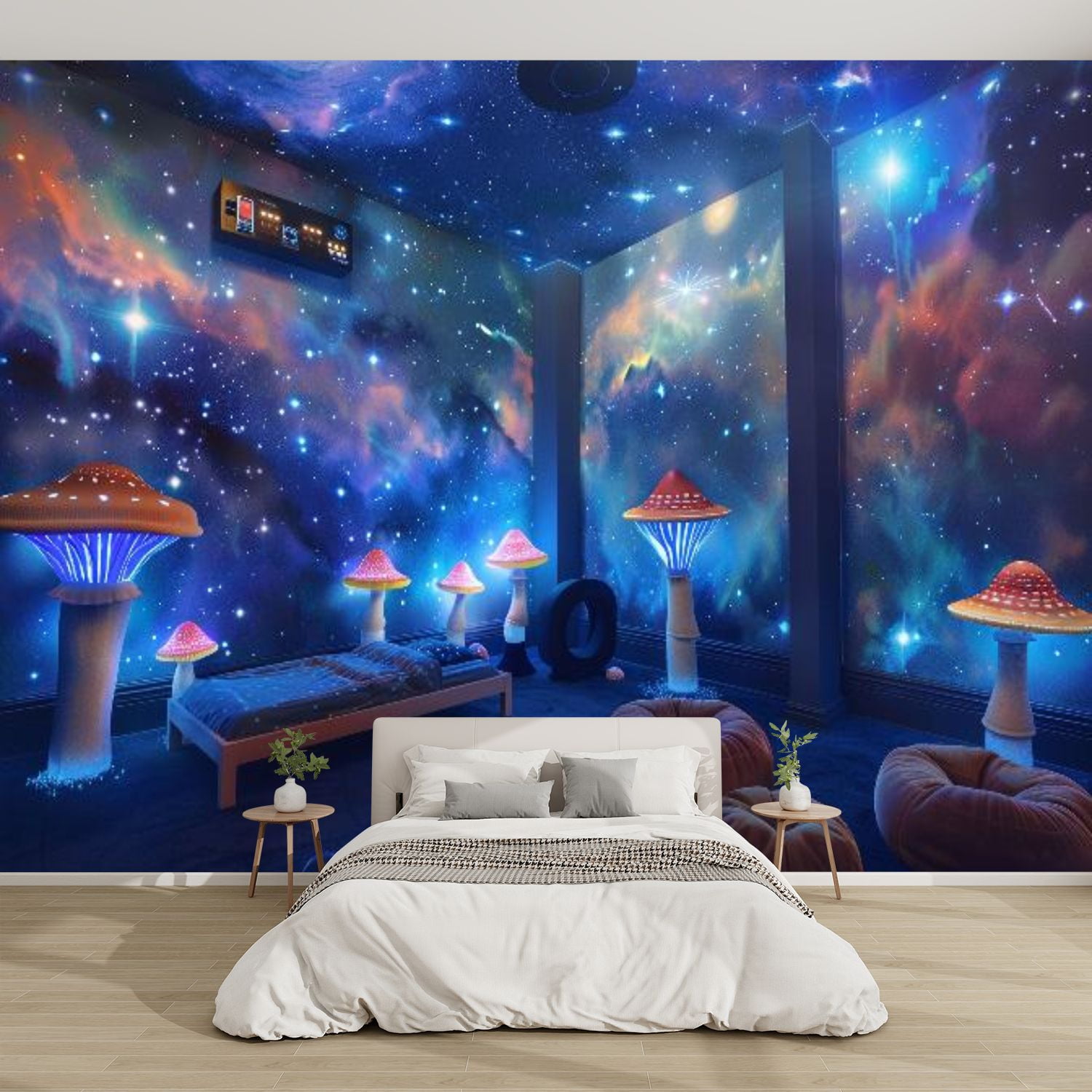 Modern Wallpaper Murals 3D Celestial Dance Star Projector Glow Mushroom ...