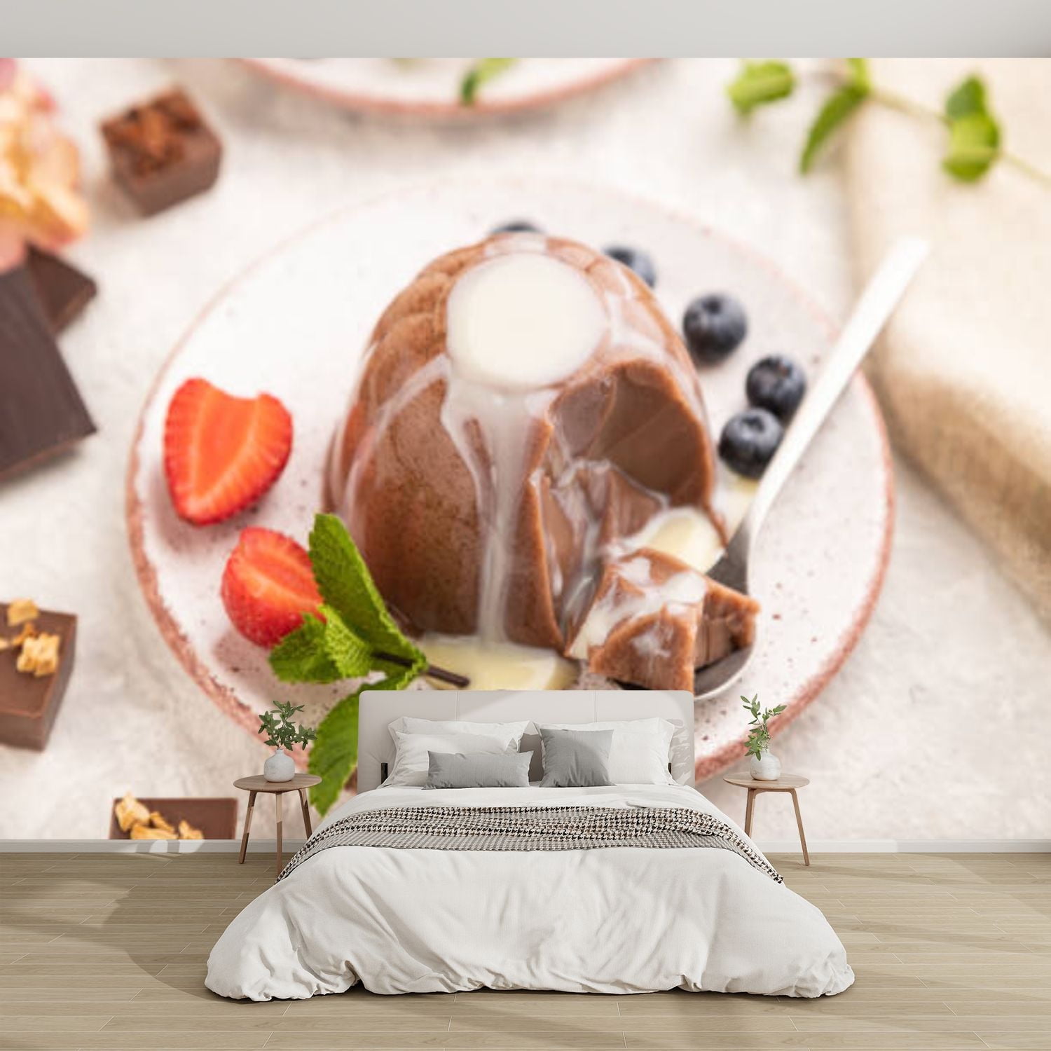 Modern Wallpaper Murals 3D Chocolate jelly strawberry blueberry milk ...