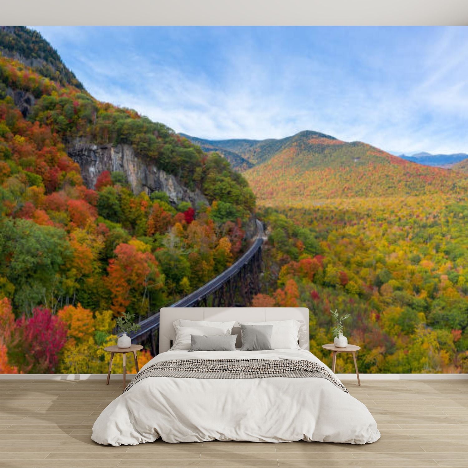 Modern Wallpaper Murals 3D Colorful Fall Foliage Mountains Aerial View ...