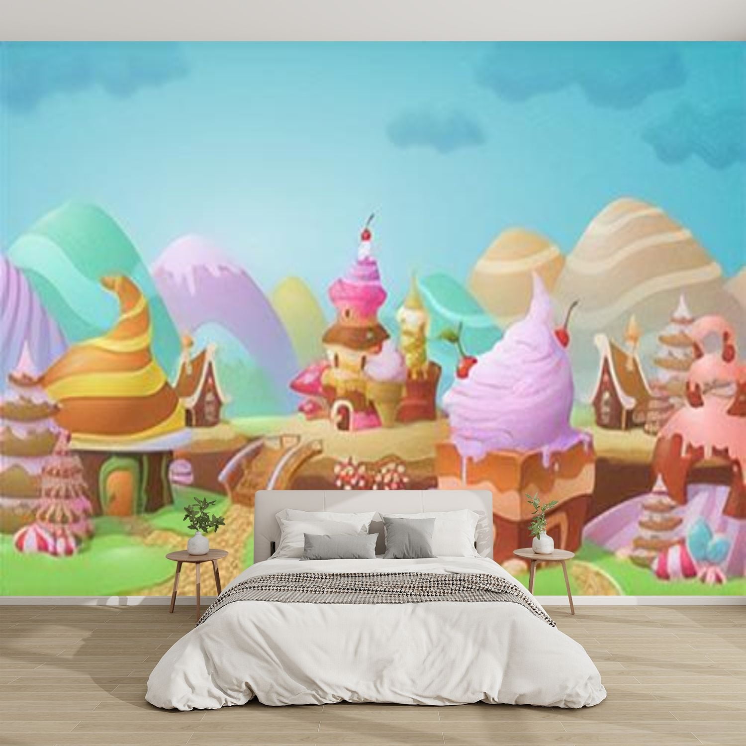 Modern Wallpaper Murals 3D Colorful landscape confectionery ice cream ...