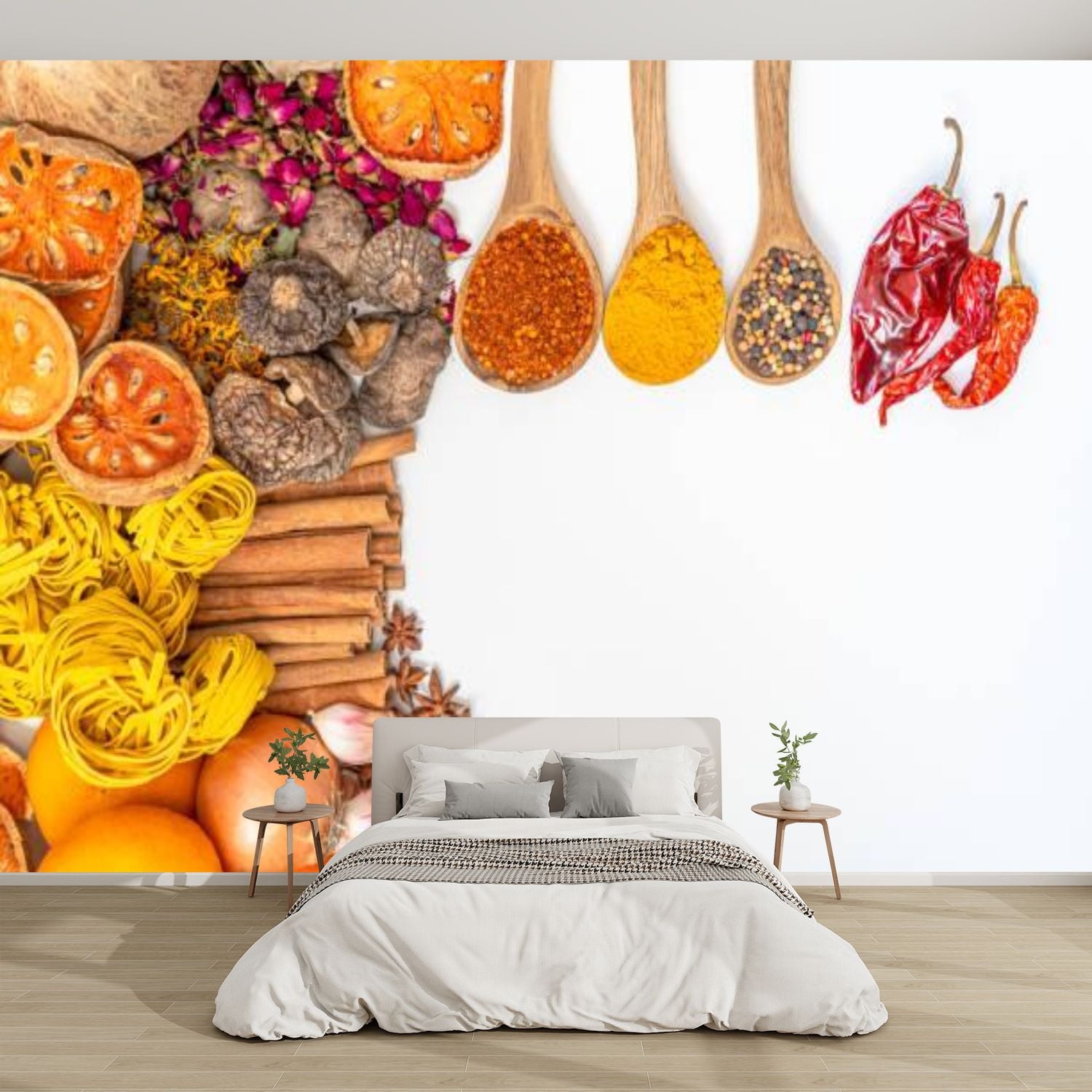 Modern Wallpaper Murals 3D Colourful various herbs spices for cooking ...