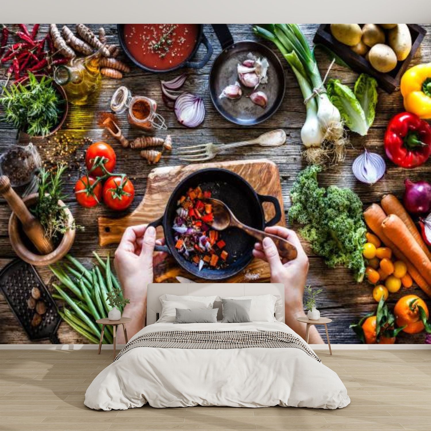Modern Wallpaper Murals 3D Cooking topics preparing tomato sauce rustic ...