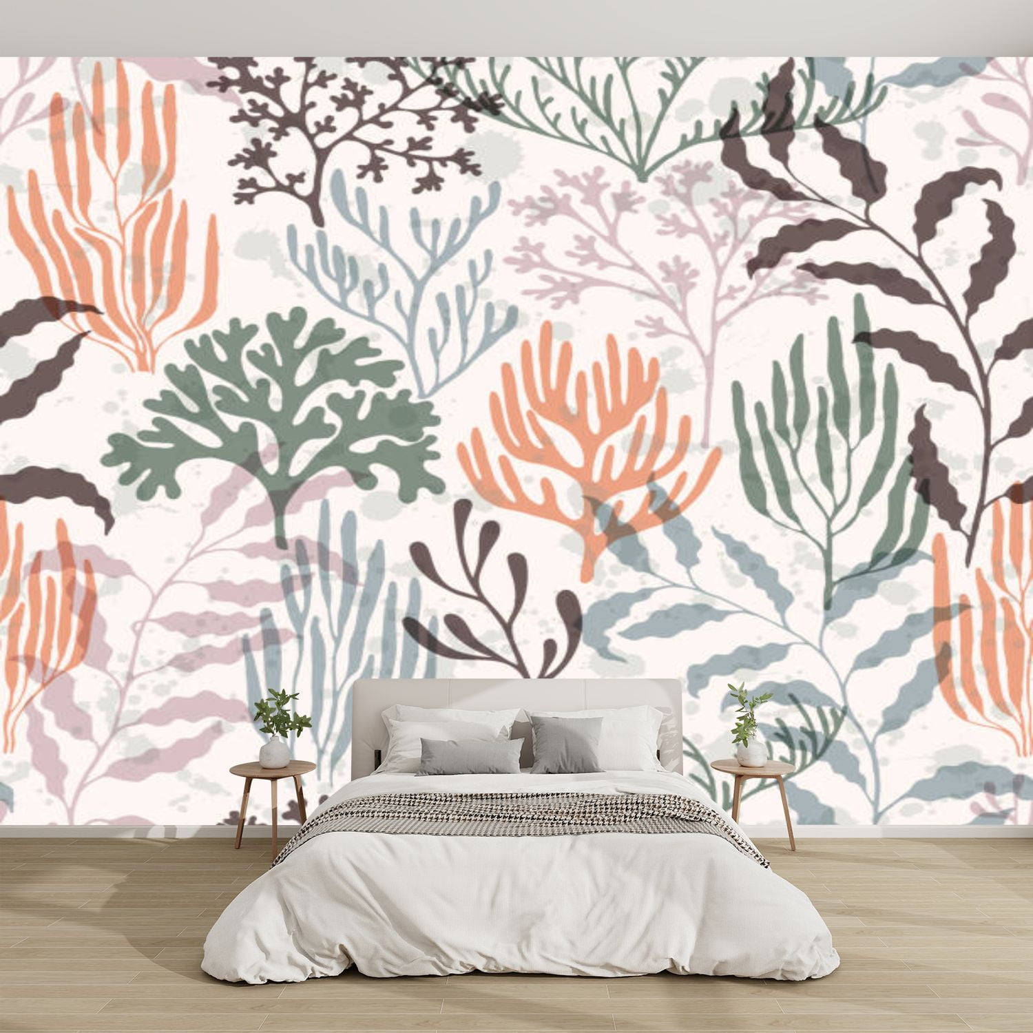 Modern Wallpaper Murals 3D Coral polyps seamless pattern Ocean depth ...