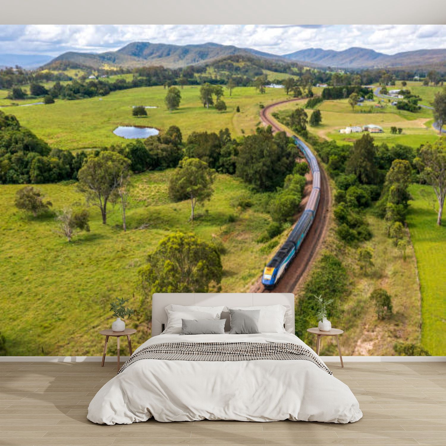 Modern Wallpaper Murals 3D Country Train Peel and Stick Removable Self ...