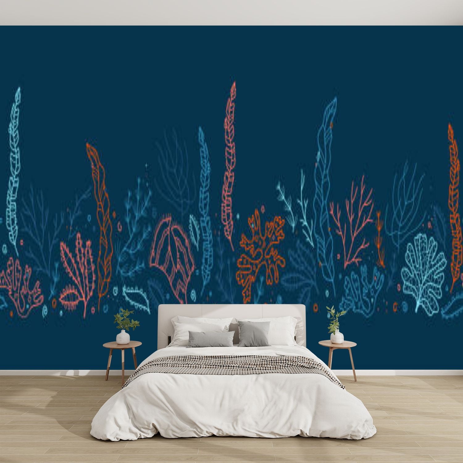 Modern Wallpaper Murals 3D Cute seaweed seamless pattern hand drawn ...