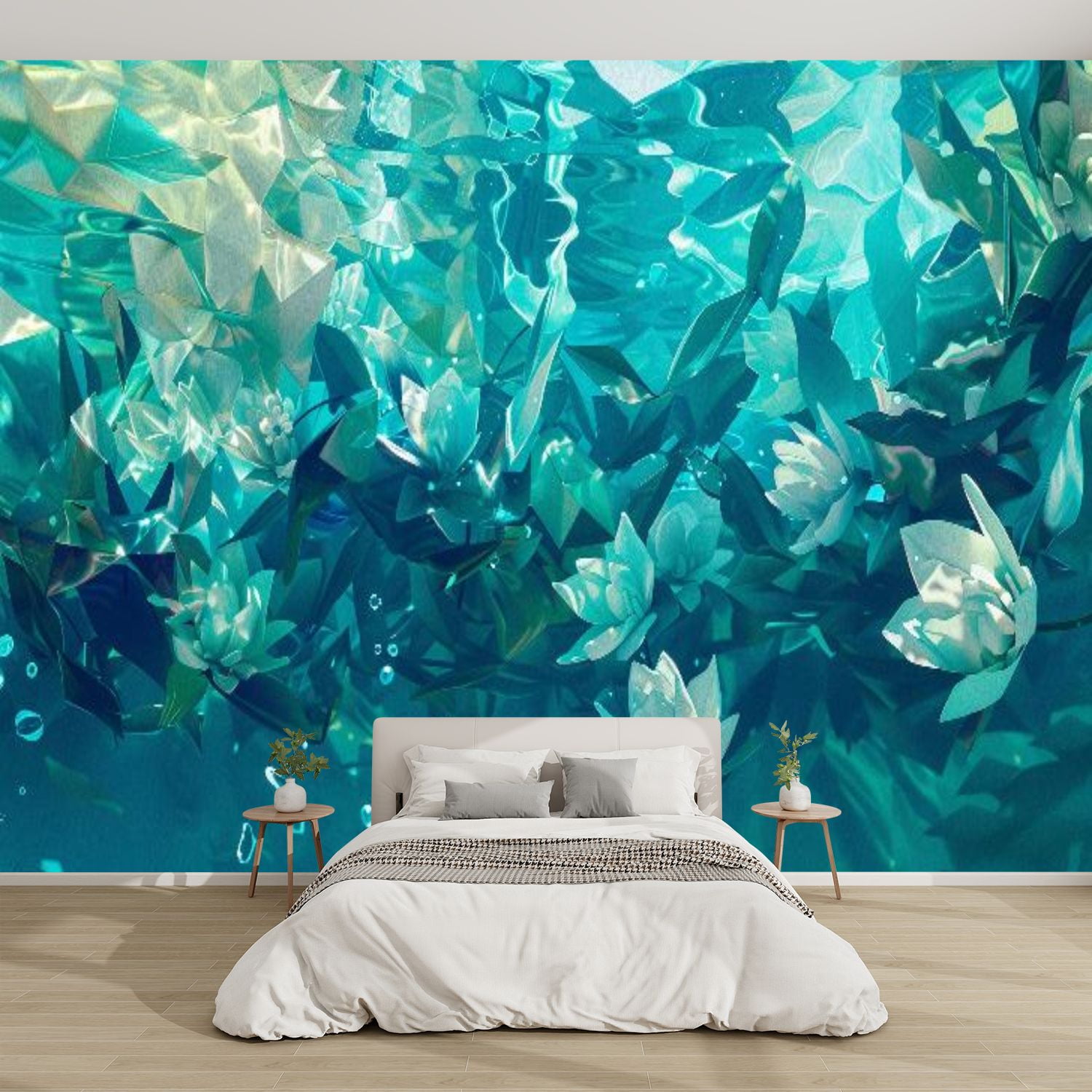 Modern Wallpaper Murals 3D Dappled Light Underwater Art Geometric Dream ...