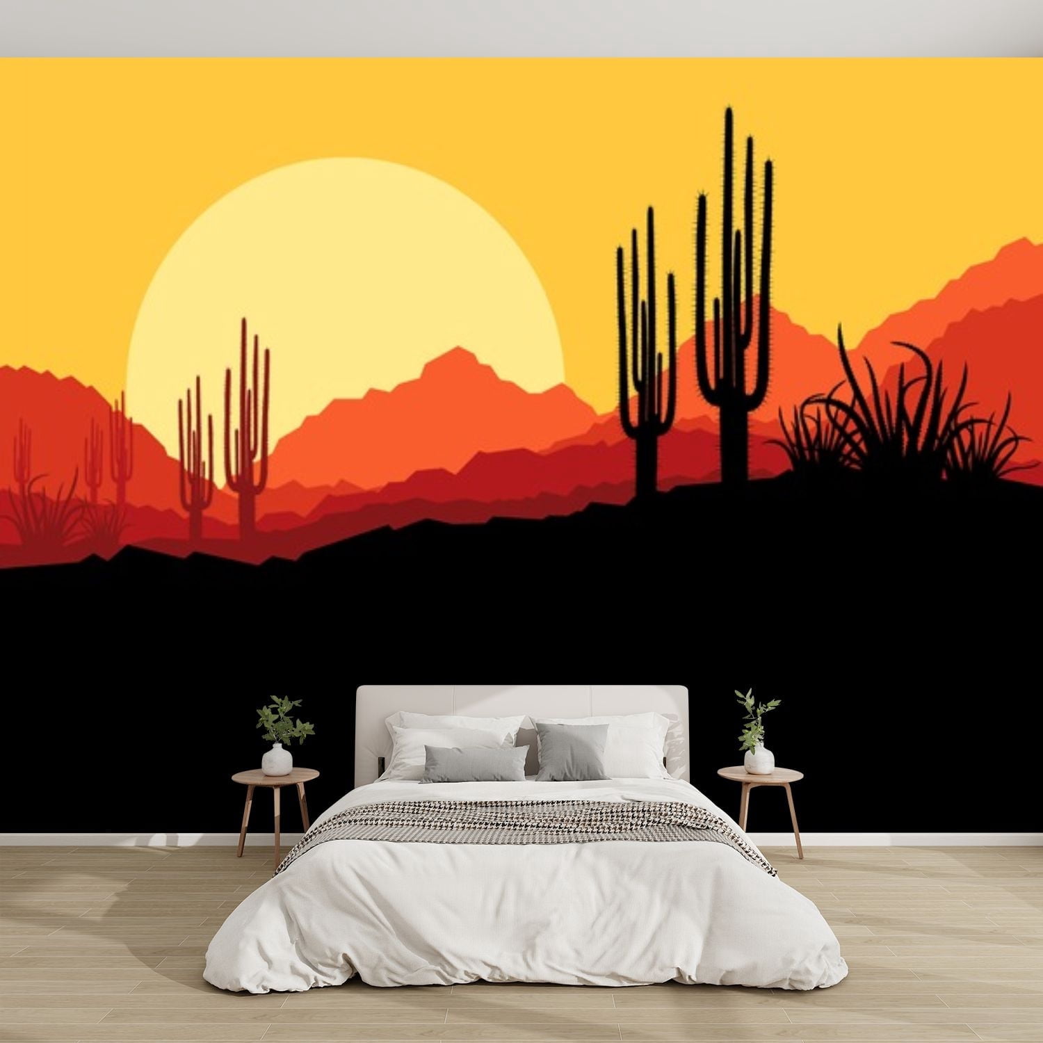 Modern Wallpaper Murals 3D Desert wild nature landscape cactus palm ...
