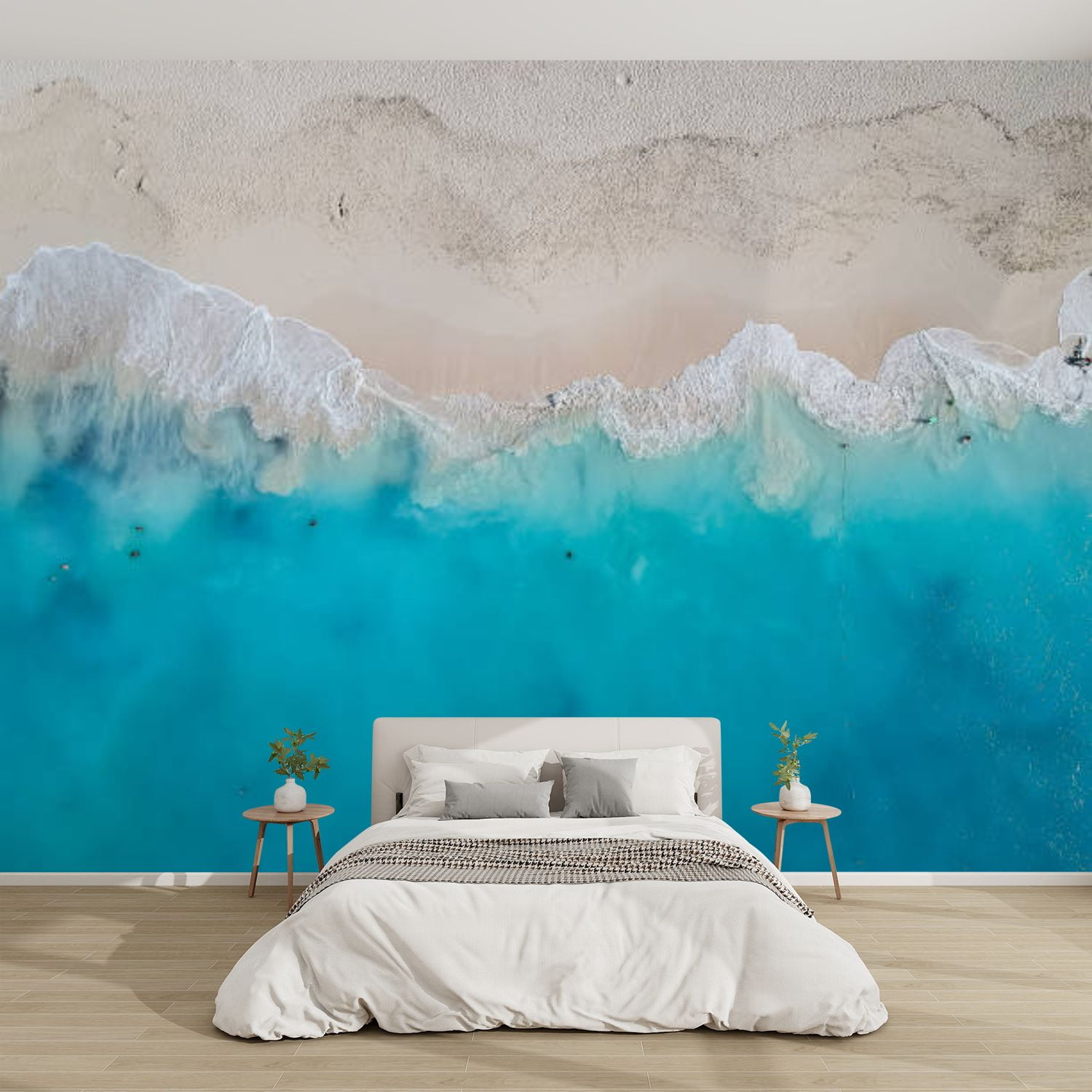 Modern Wallpaper Murals 3D Drone photo Bay Providenciales Turks Caicos Peel and Stick Removable ...