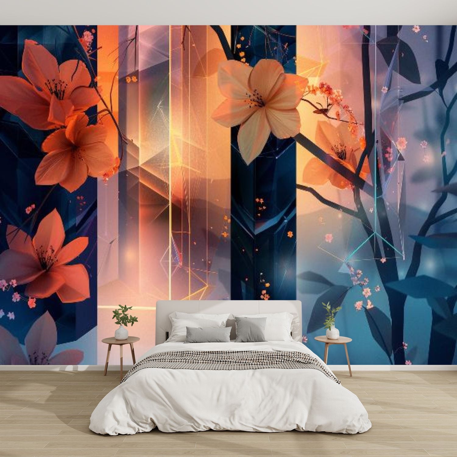 Modern Wallpaper Murals 3D Dynamic Geometric Floral Interactive Art ...