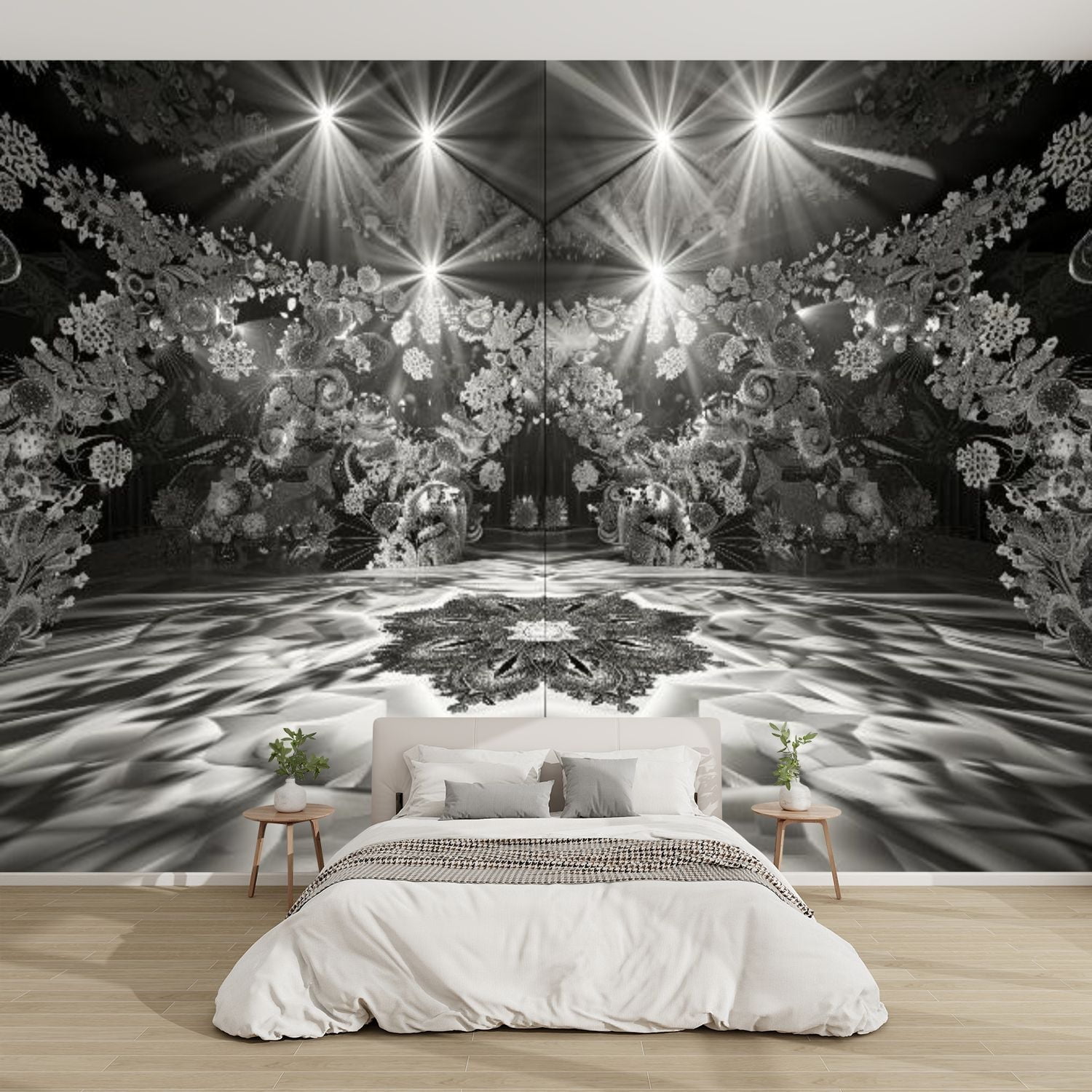 Modern Wallpaper Murals 3D Dynamic Spotlight Infinity Floral Pattern ...
