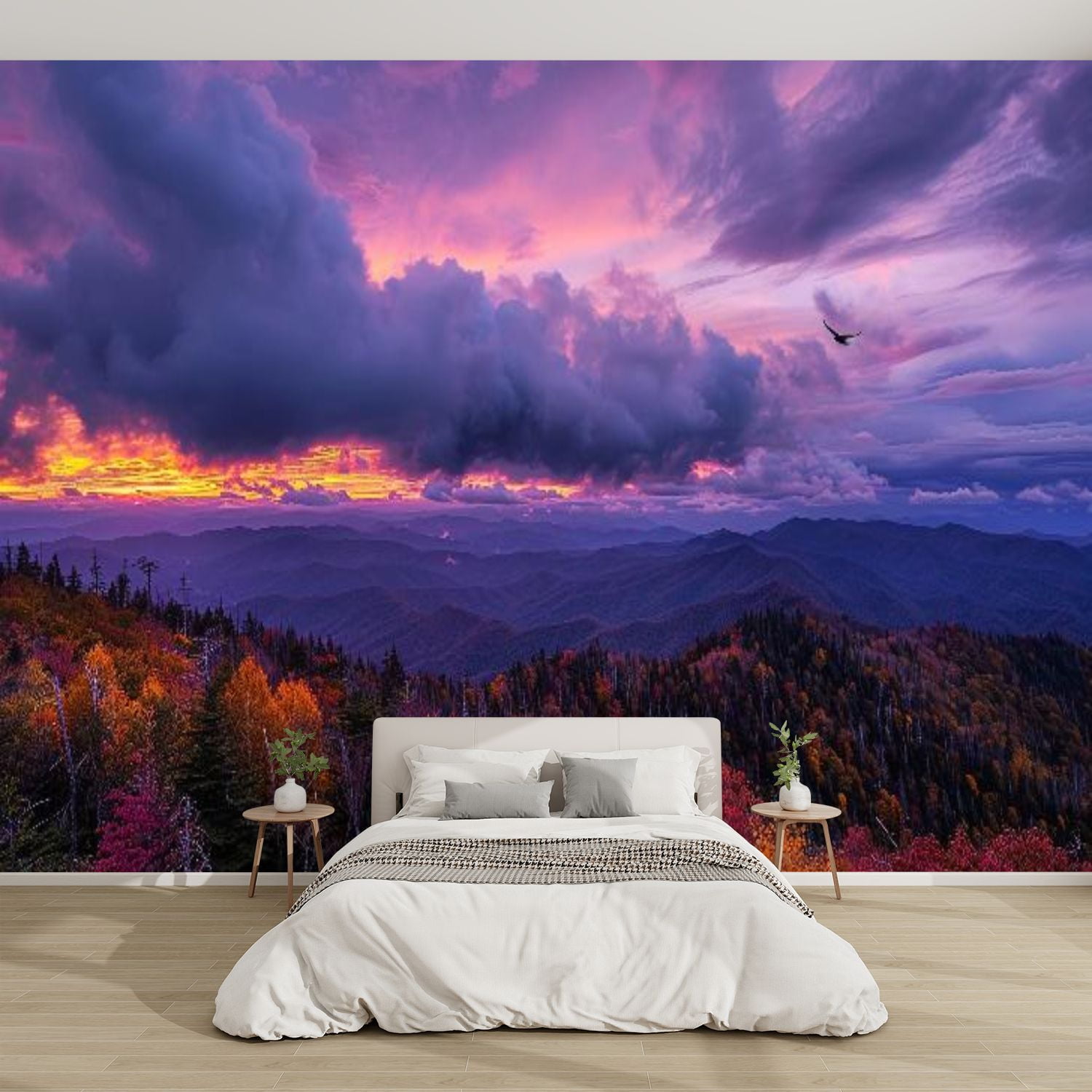 Modern Wallpaper Murals 3D Eagle Sunset Sky Fall Colors Clingmans ...