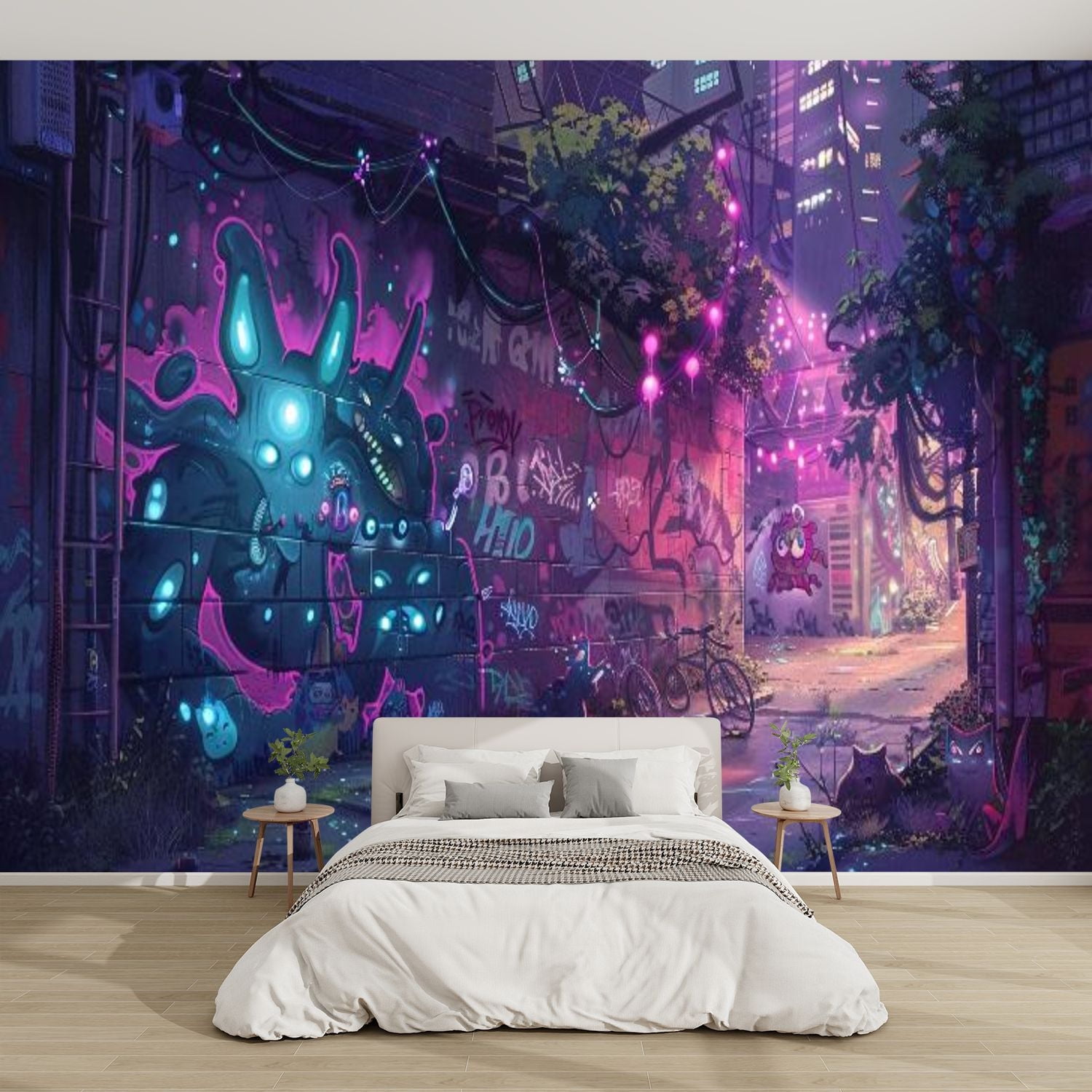 Modern Wallpaper Murals 3D Ethereal Bioluminescent Graffiti Mythical ...