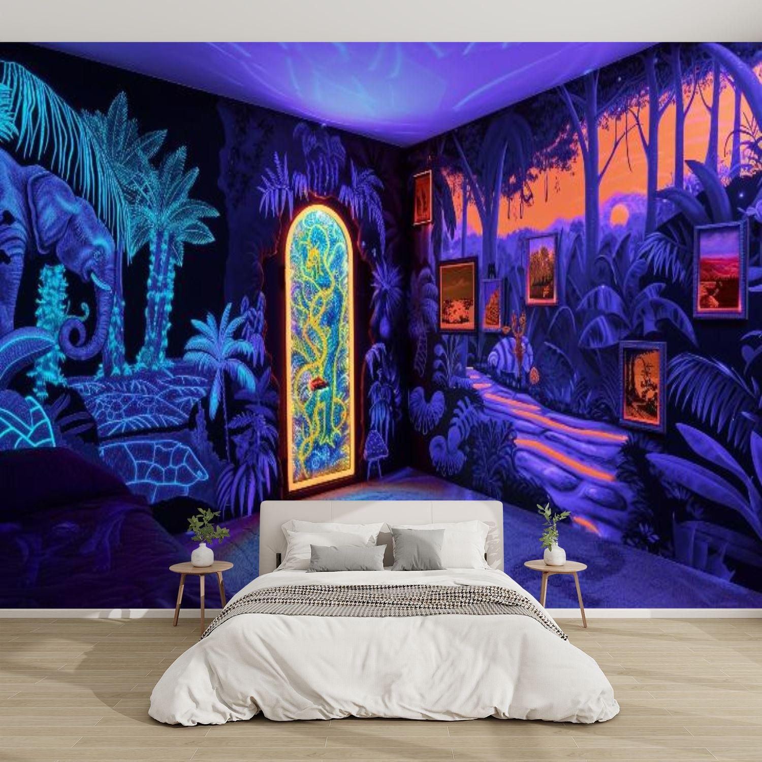 Modern Wallpaper Murals 3D Ethereal Blacklight Room Mural Secret Tales ...