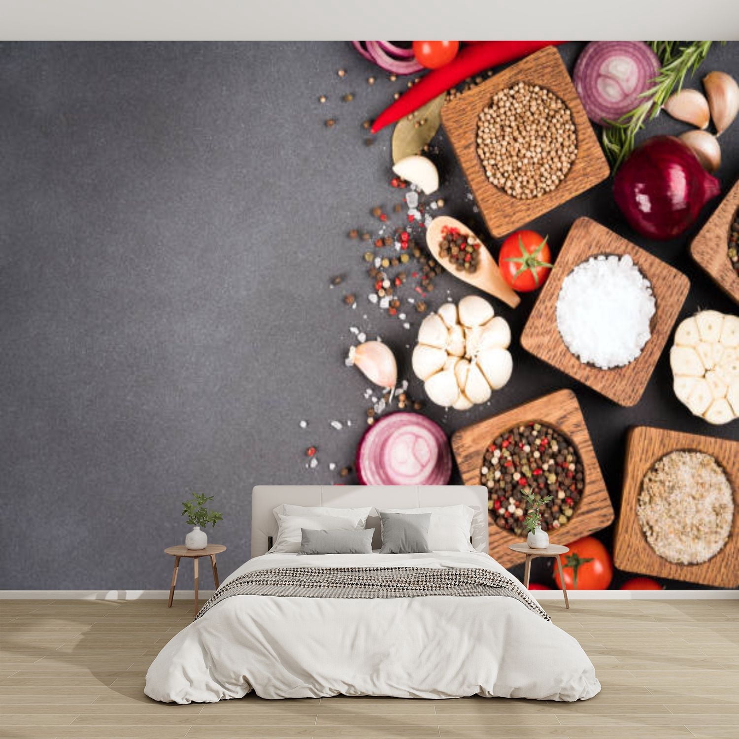 Modern Wallpaper Murals 3D Food ingredients variety seasoning herbs ...