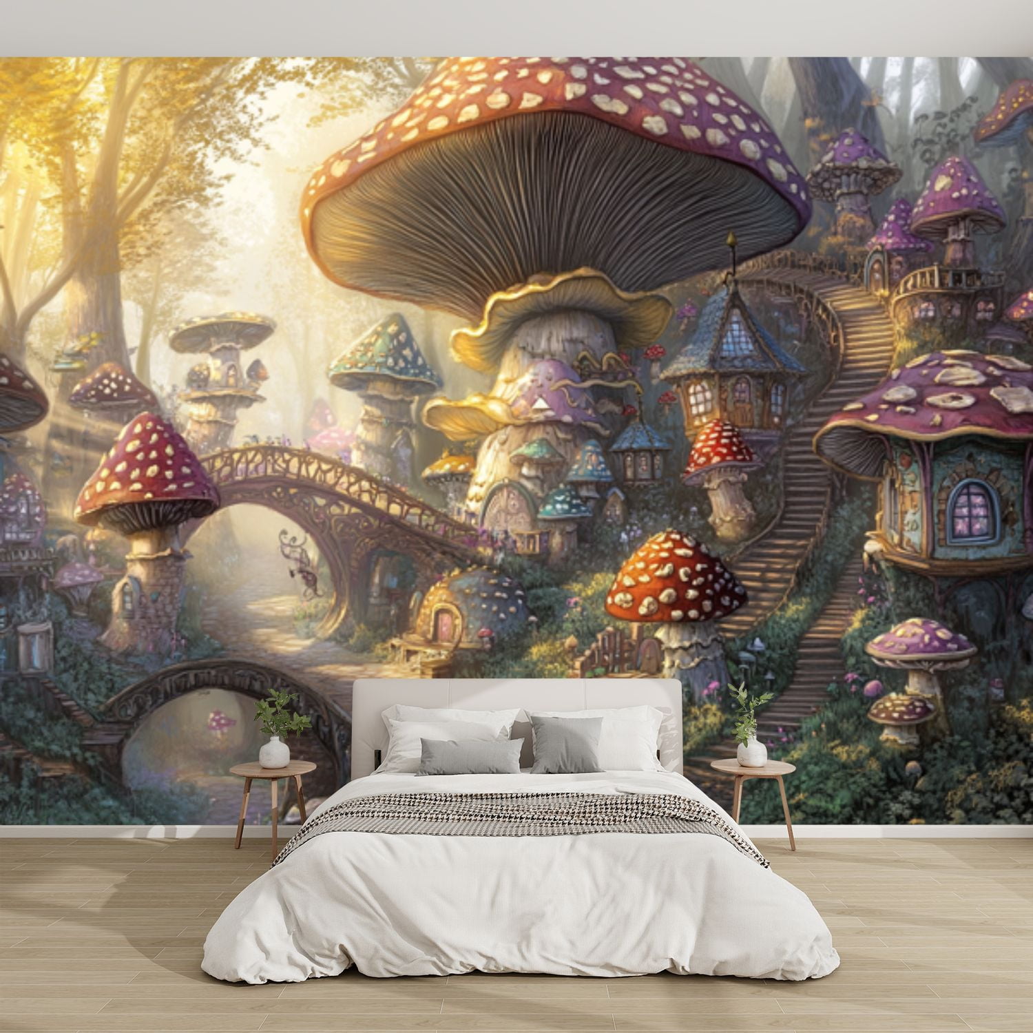 Modern Wallpaper Murals 3D Forest Fairies Enchanting Wall Decor Peel ...