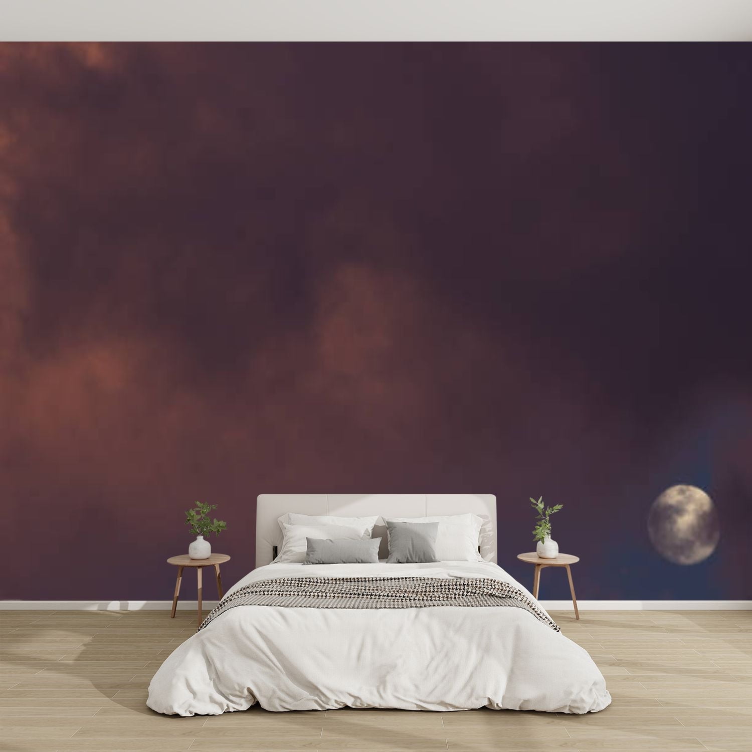 Modern Wallpaper Murals 3D Full moon trying to break clouds shined by ...